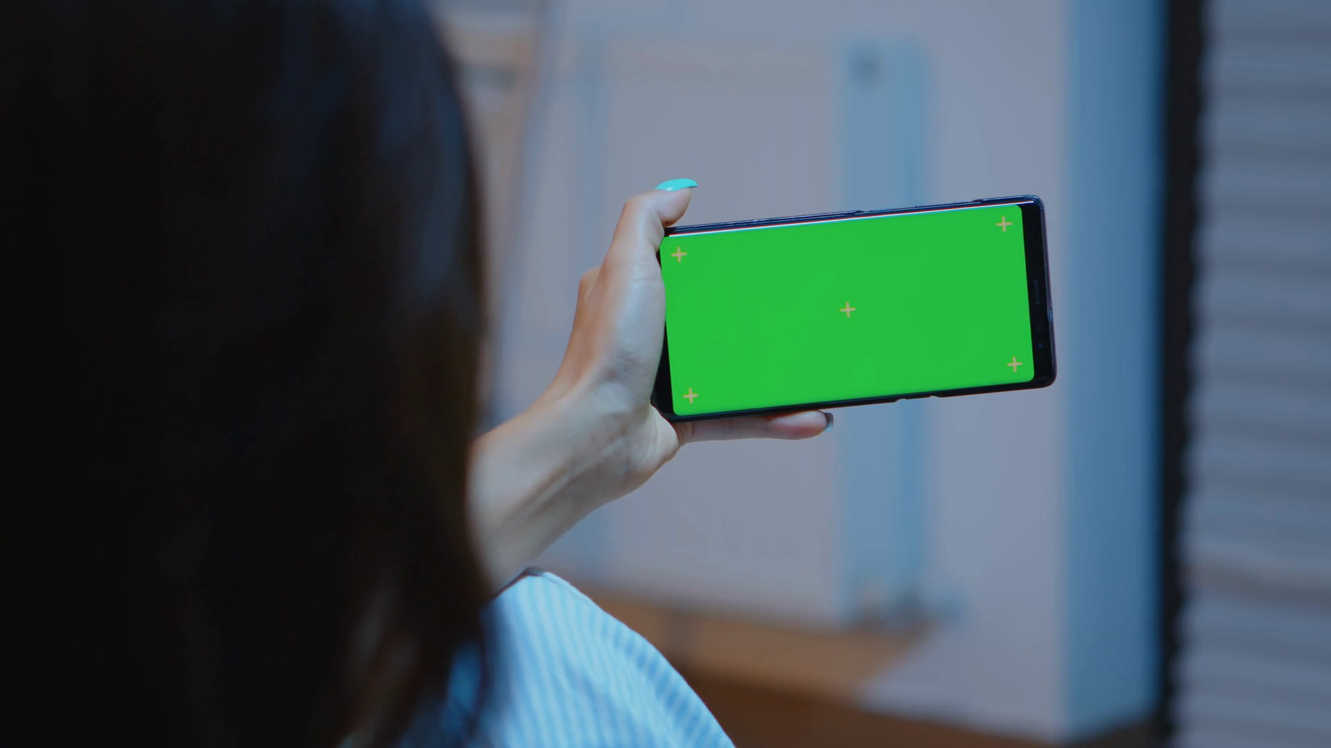 Lady Looking At Green Screen Smartphone Stock Footage SBV-338727639 ...