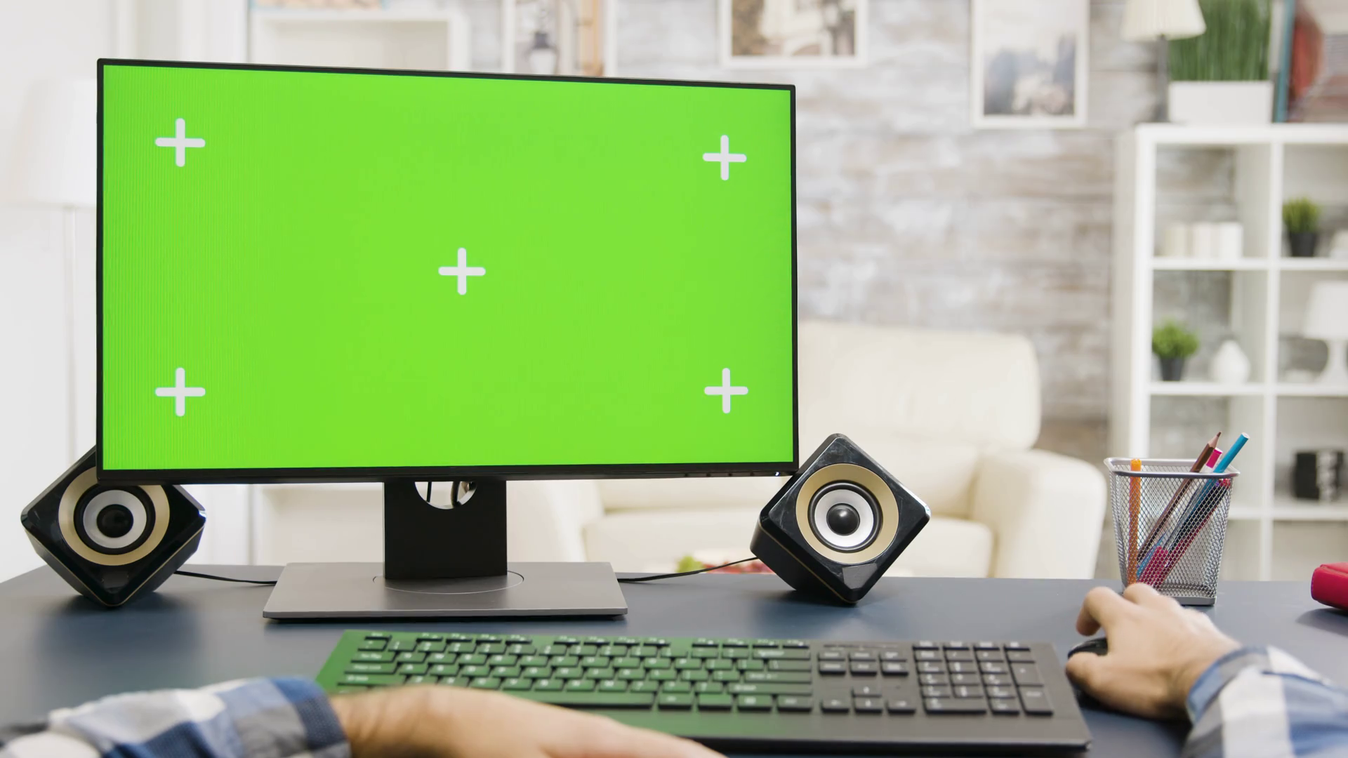 Male Hands Typing On Green Screen Pc In Stock Footage SBV-337935106 ...