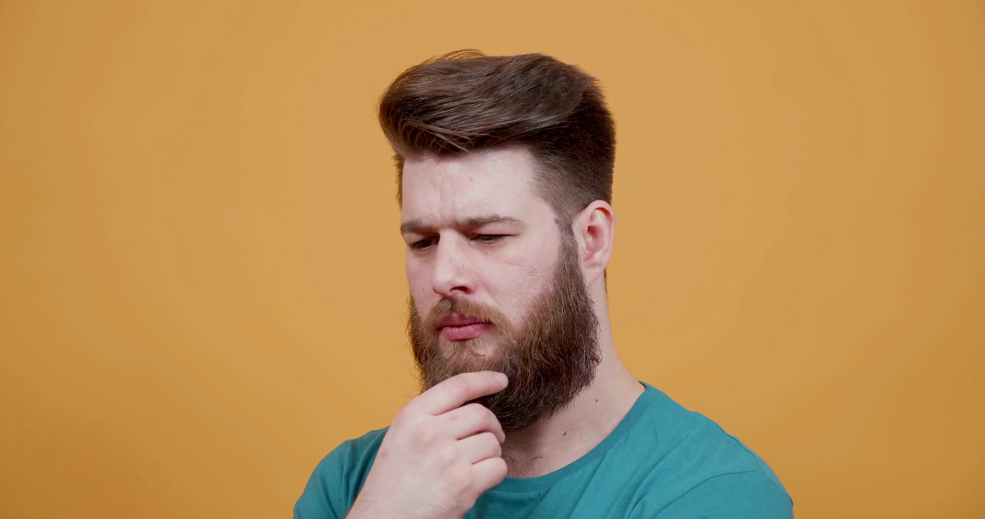 Man Caress Beard Thinking About Suddenly Stock Footage SBV-332779795 ...