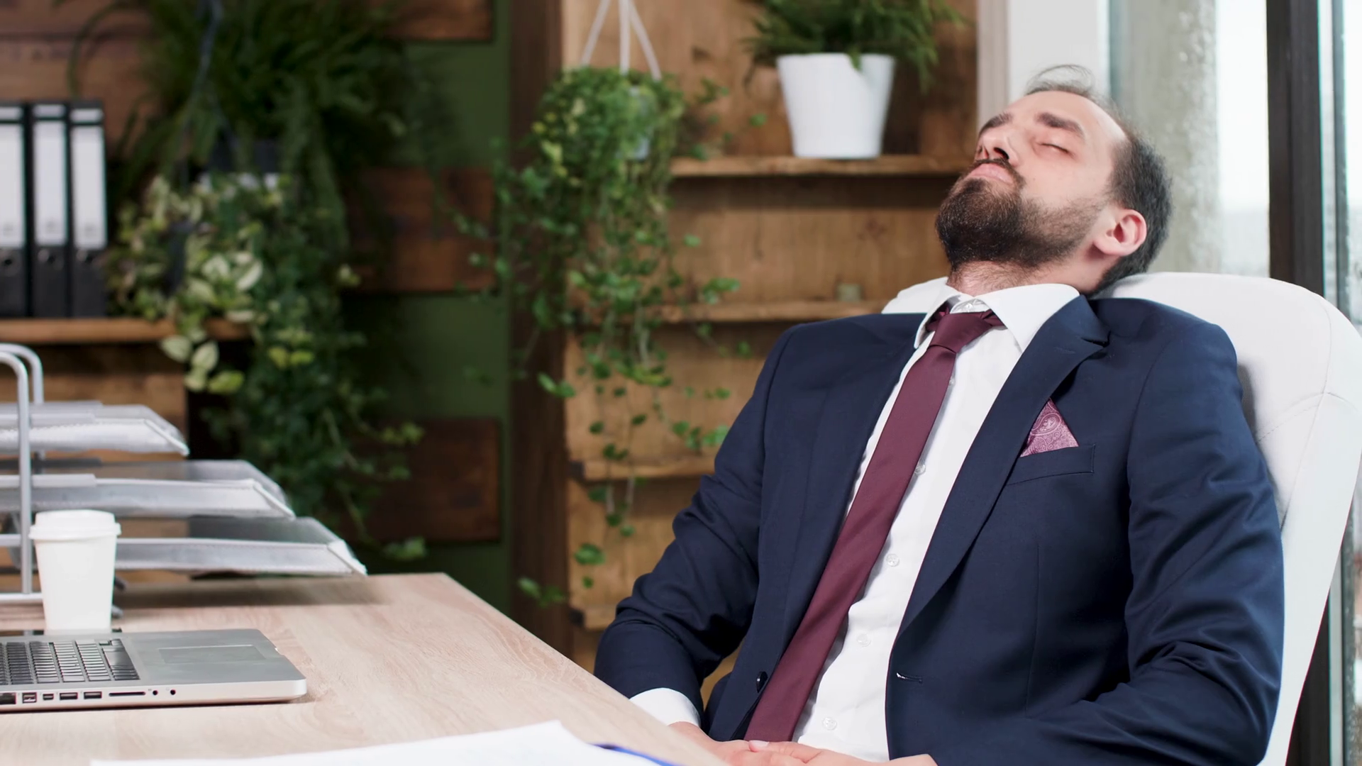 Man In Business Suit Fell Asleep At Desk Stock Footage SBV-335975595 ...