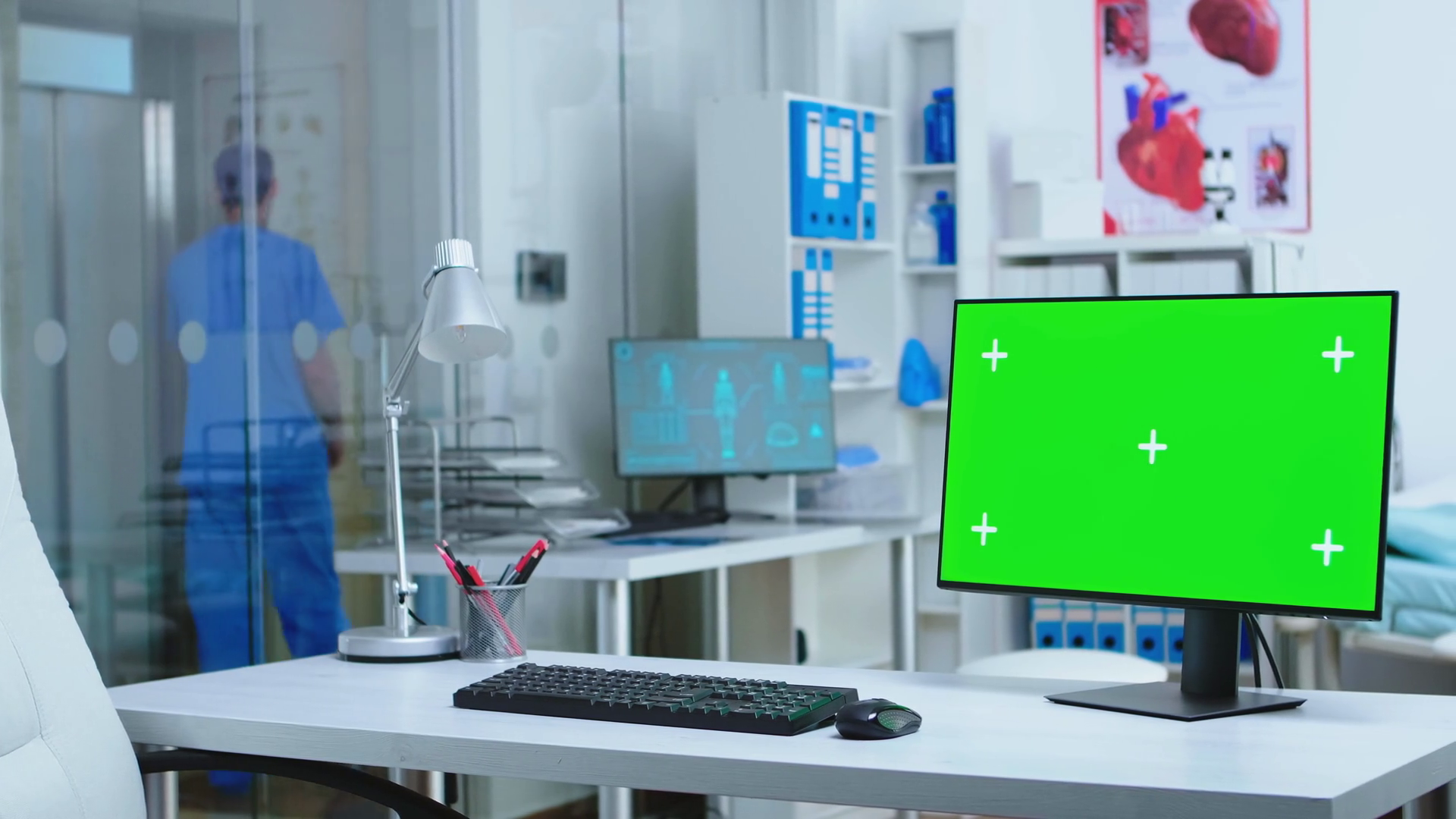 Monitor With Green Screen In Hospital Male Stock Footage SBV-338602660 ...