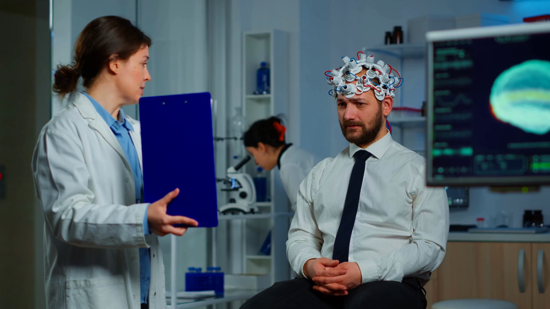 Neuroscience Doctor Showing On Clipboard Stock Footage SBV-346425012 ...