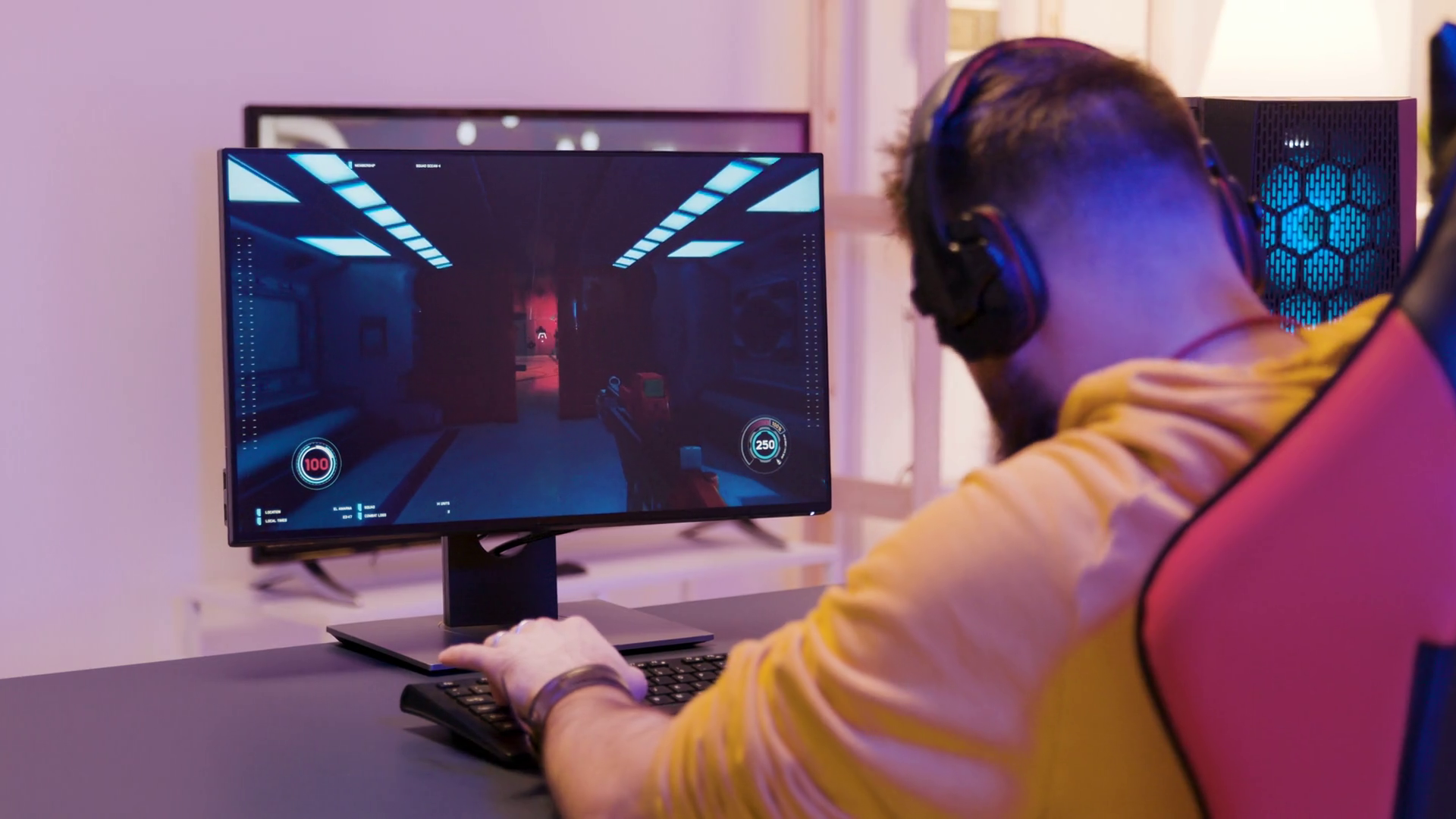 Over Shoulder Footage Of Man Playing Stock Footage SBV-337938218 ...