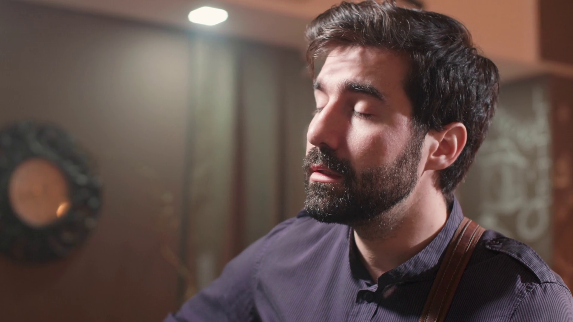 Portrait Of Man Singing Song With Passion Stock Footage SBV-334351990 ...