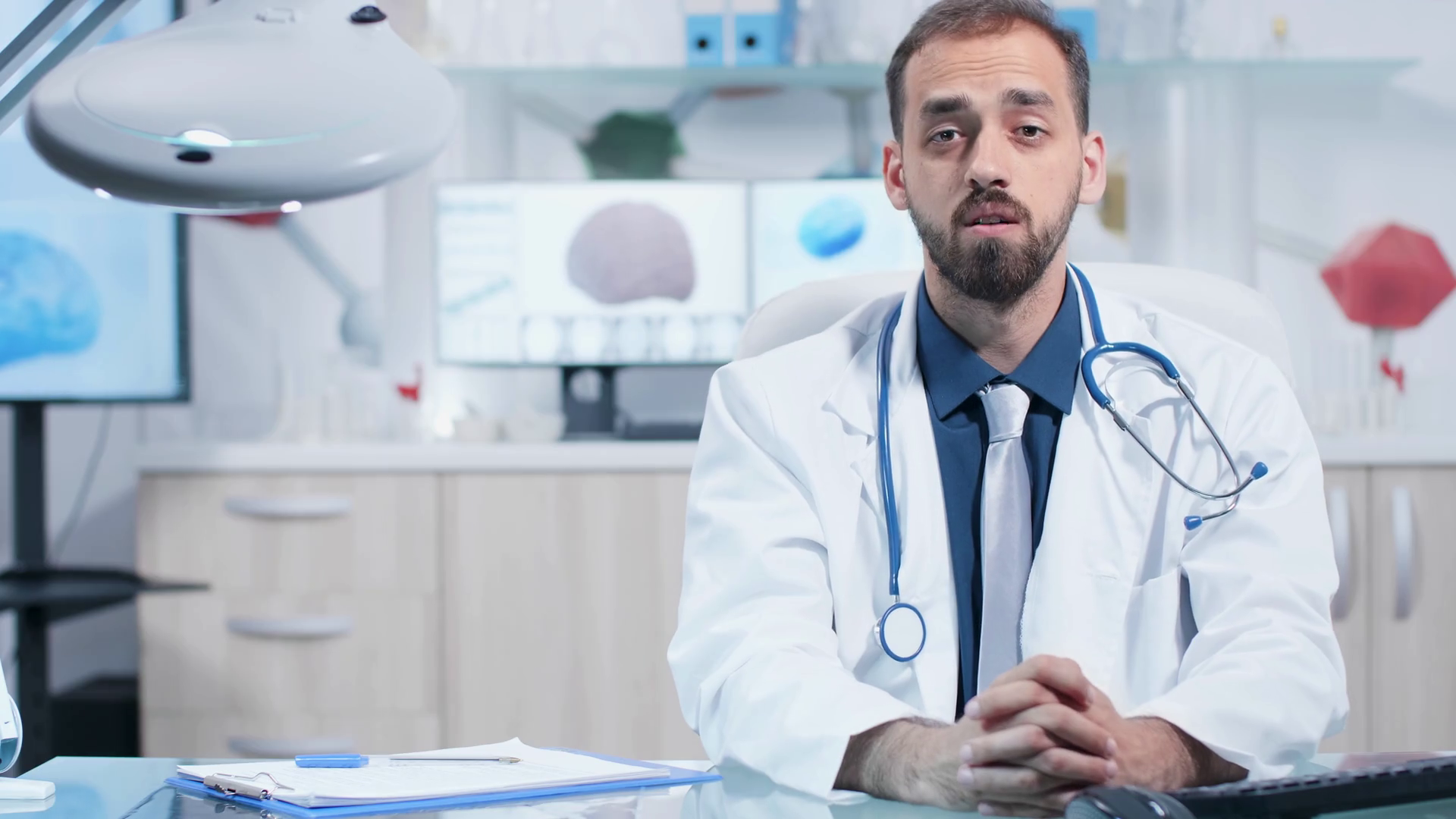 Pov Shot Of Doctor Talking Through Video Stock Footage SBV-335073959 ...