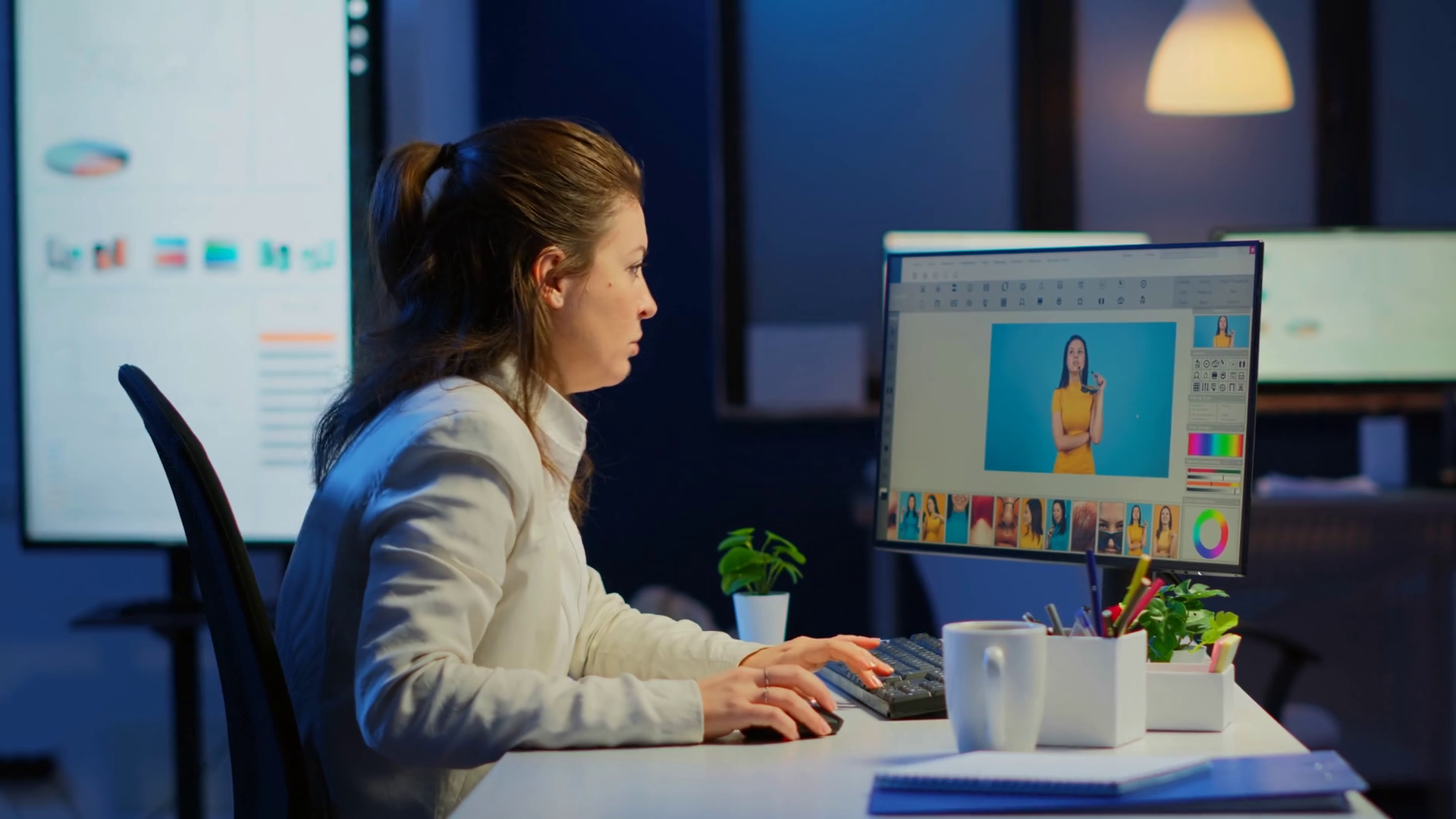 Professional Woman Photo Retoucher Working Stock Footage SBV-339006494 ...