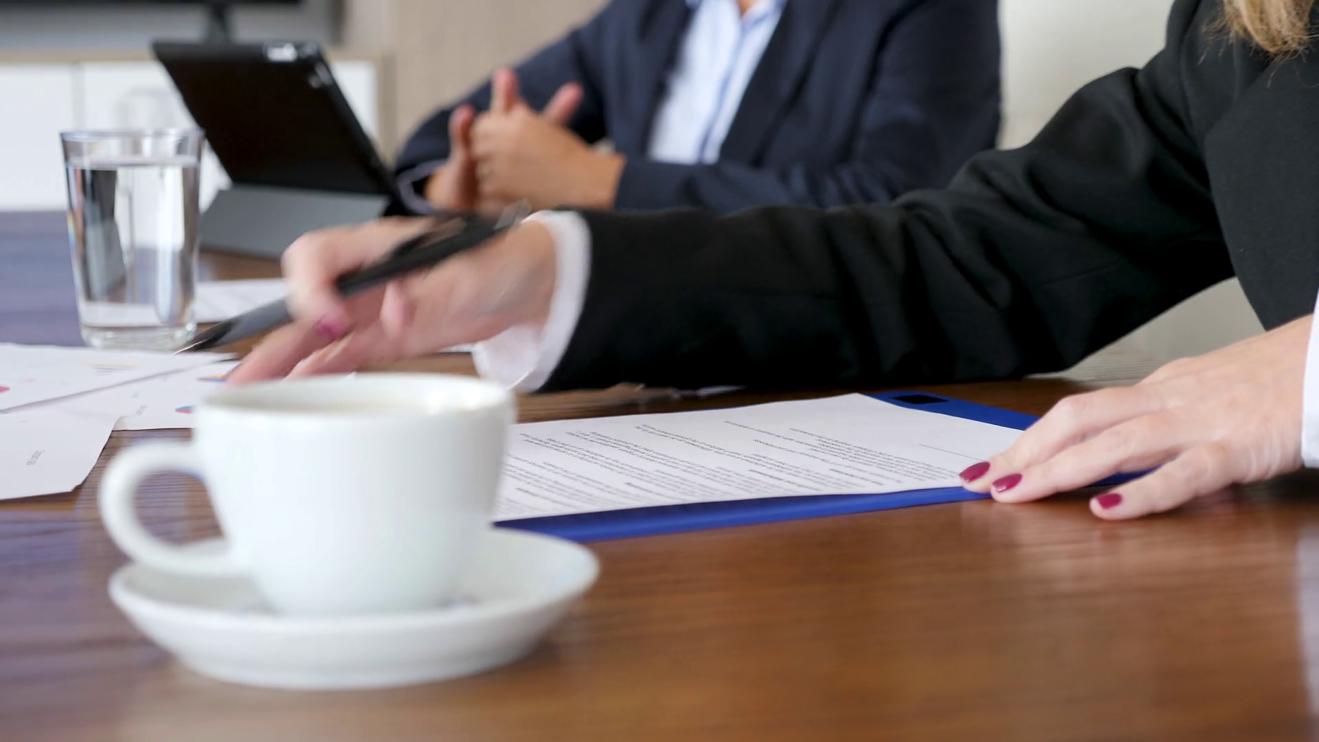 Signing Business Contract In Conference Room Stock Footage SBV ...