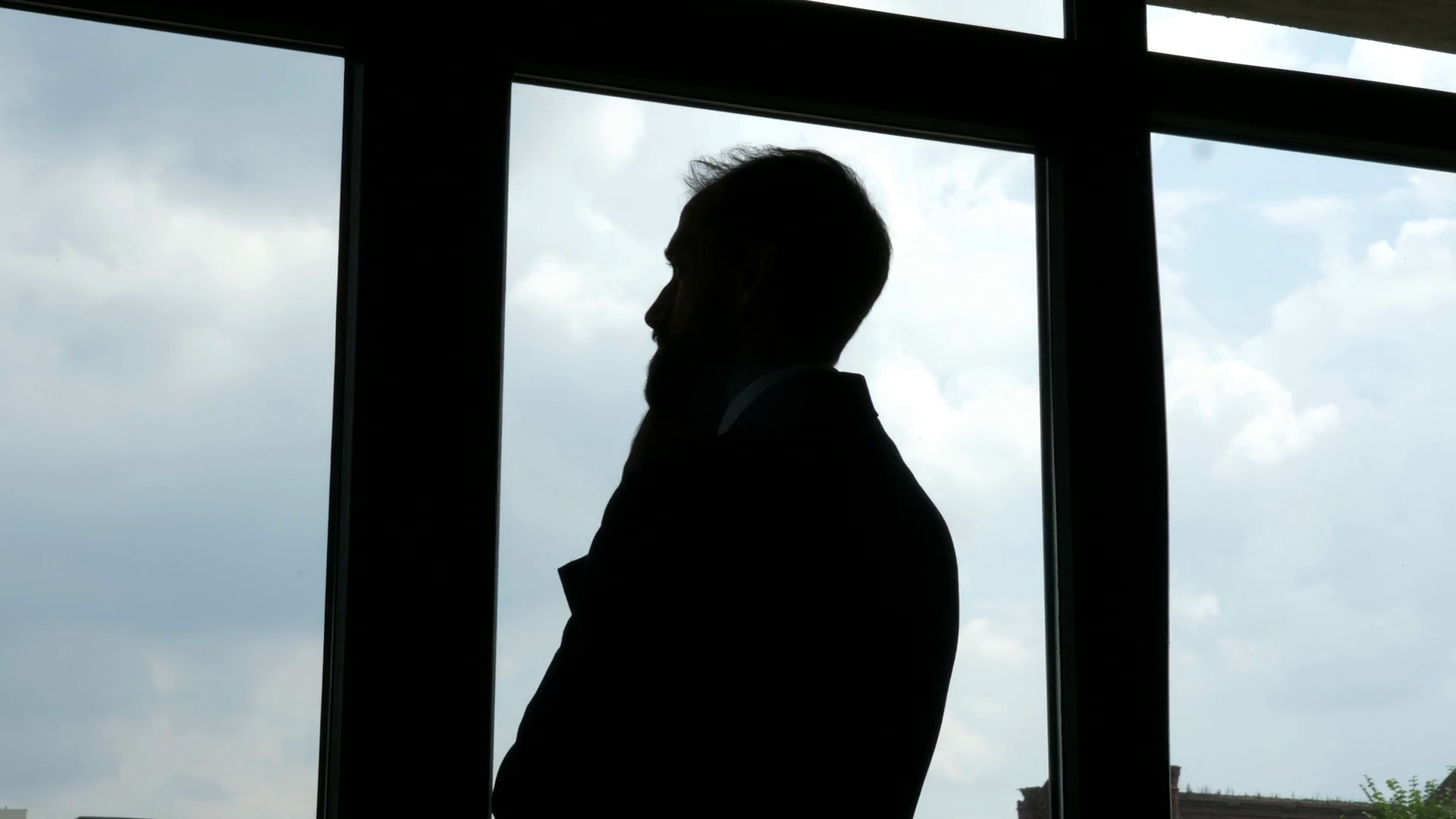 Silhouette Of Businessman Looking Outside Stock Footage SBV-325818908 ...