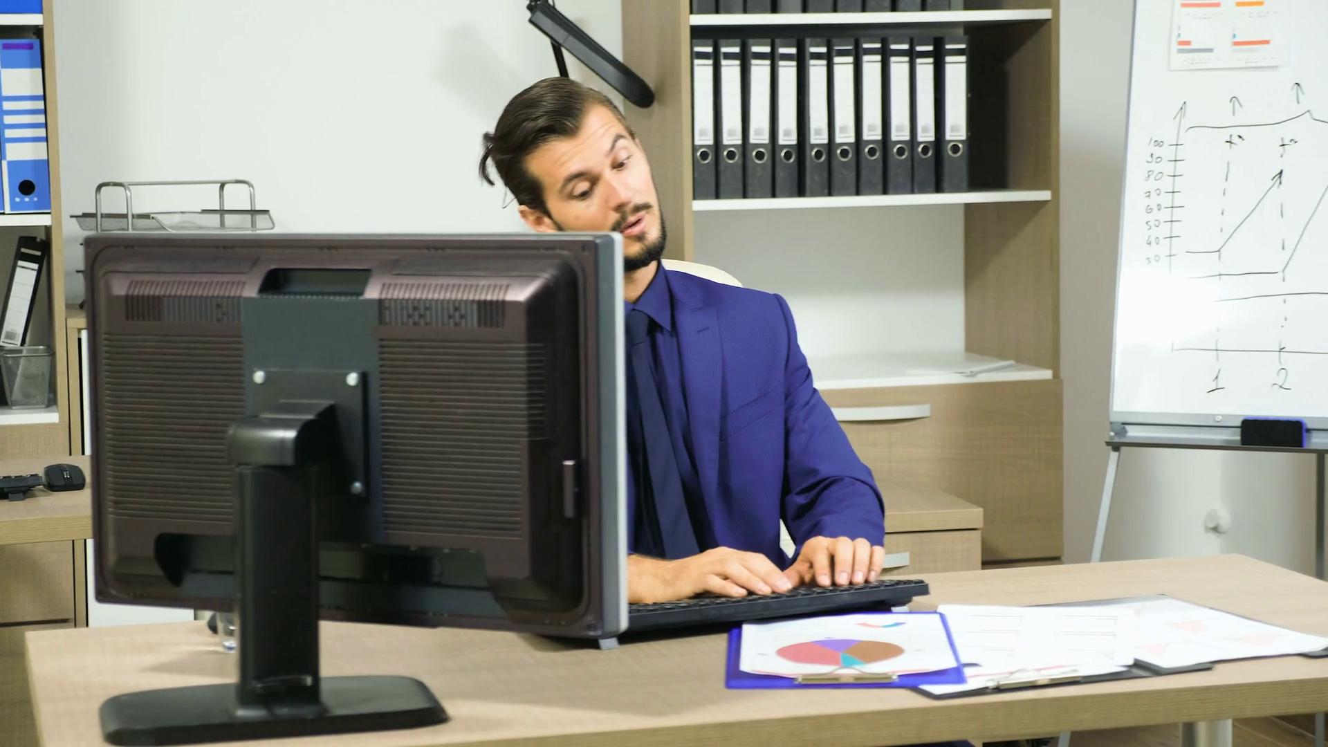 Stressed Business Person Typing Funny Reply Stock Footage SBV-316694561 ...