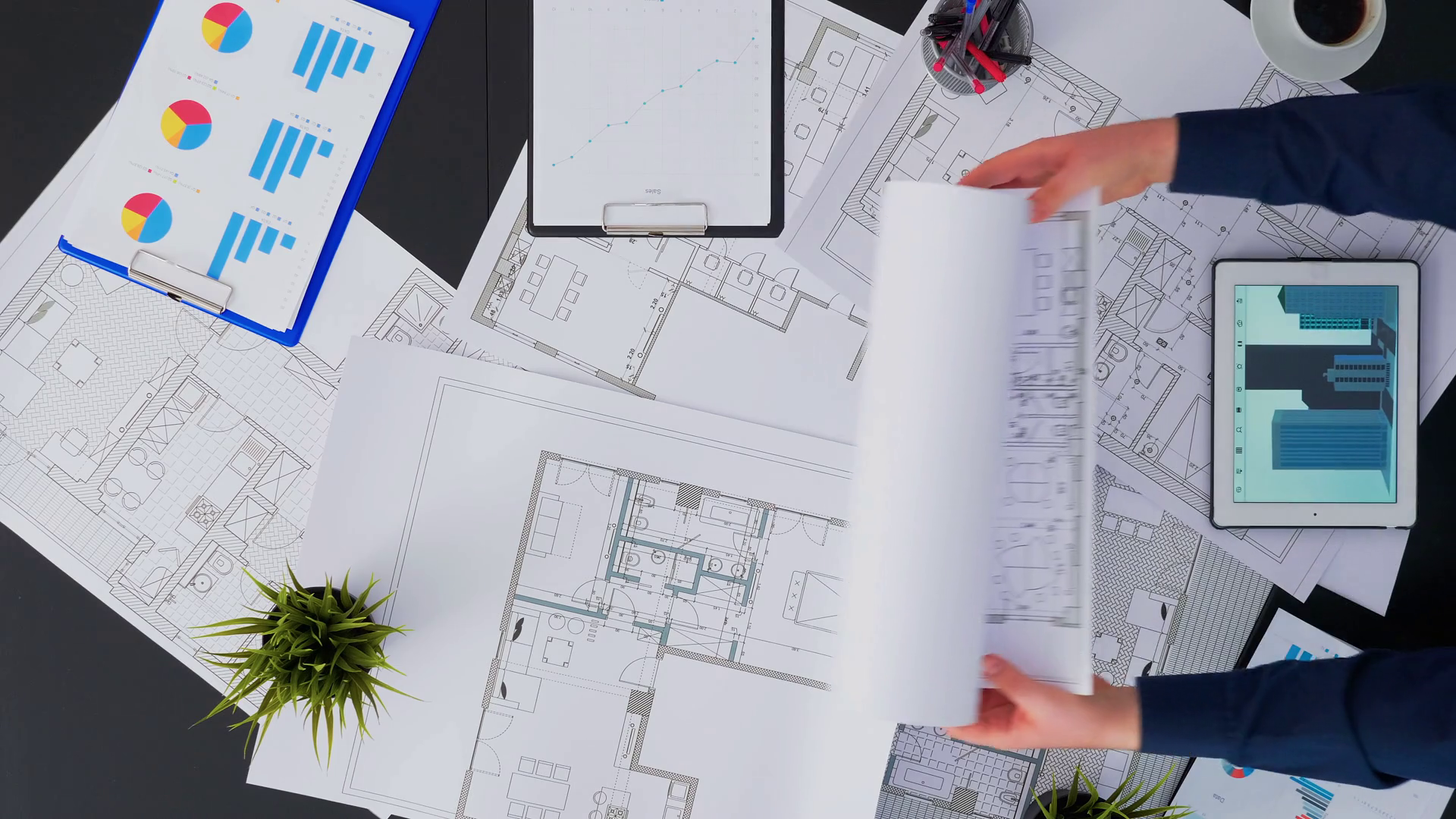 Top View Of Architects Engineers Creating Stock Footage SBV-338883758 ...