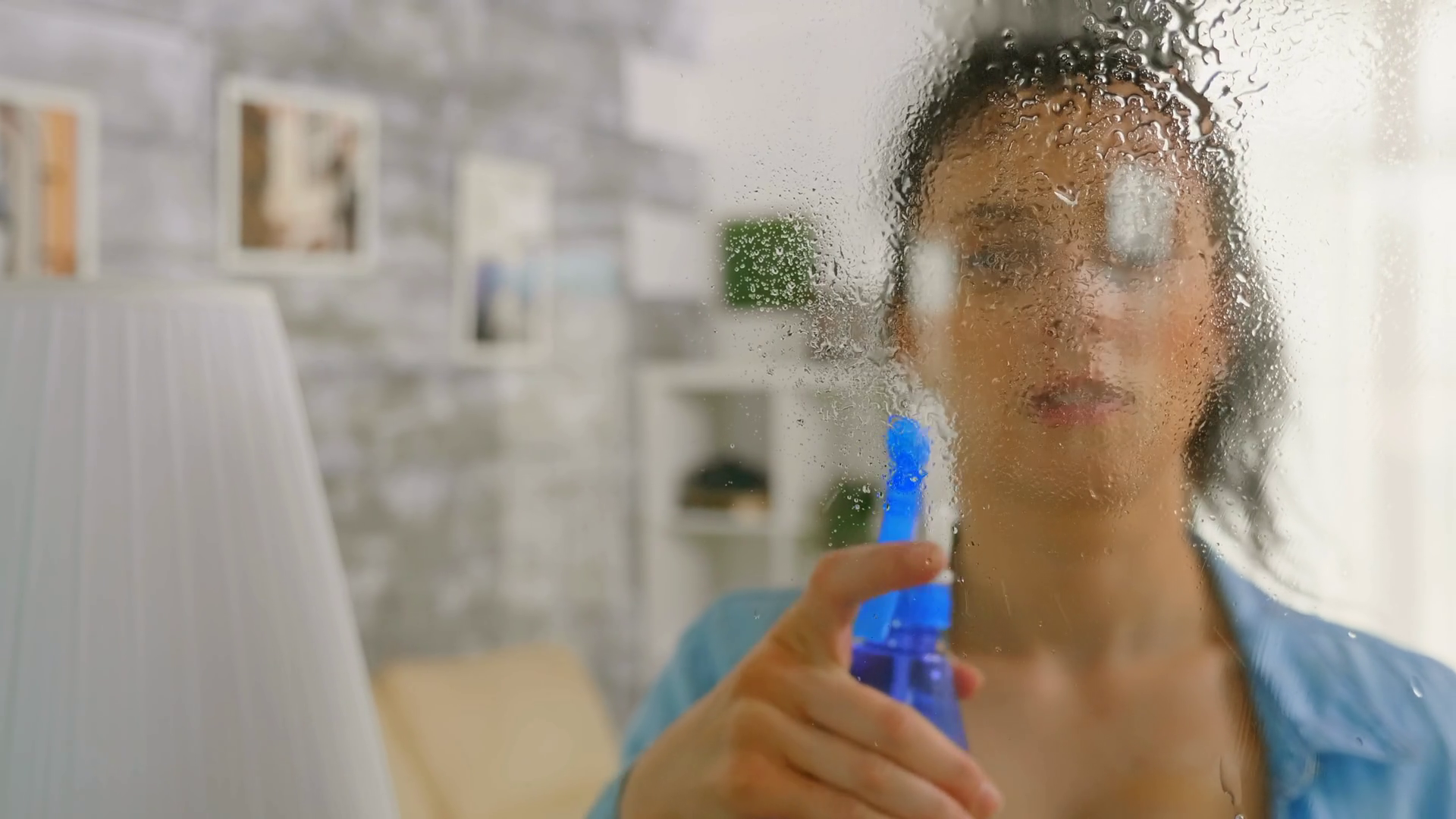 Woman Spraying Window Cleaning Selective Stock Footage SBV-338538275 ...