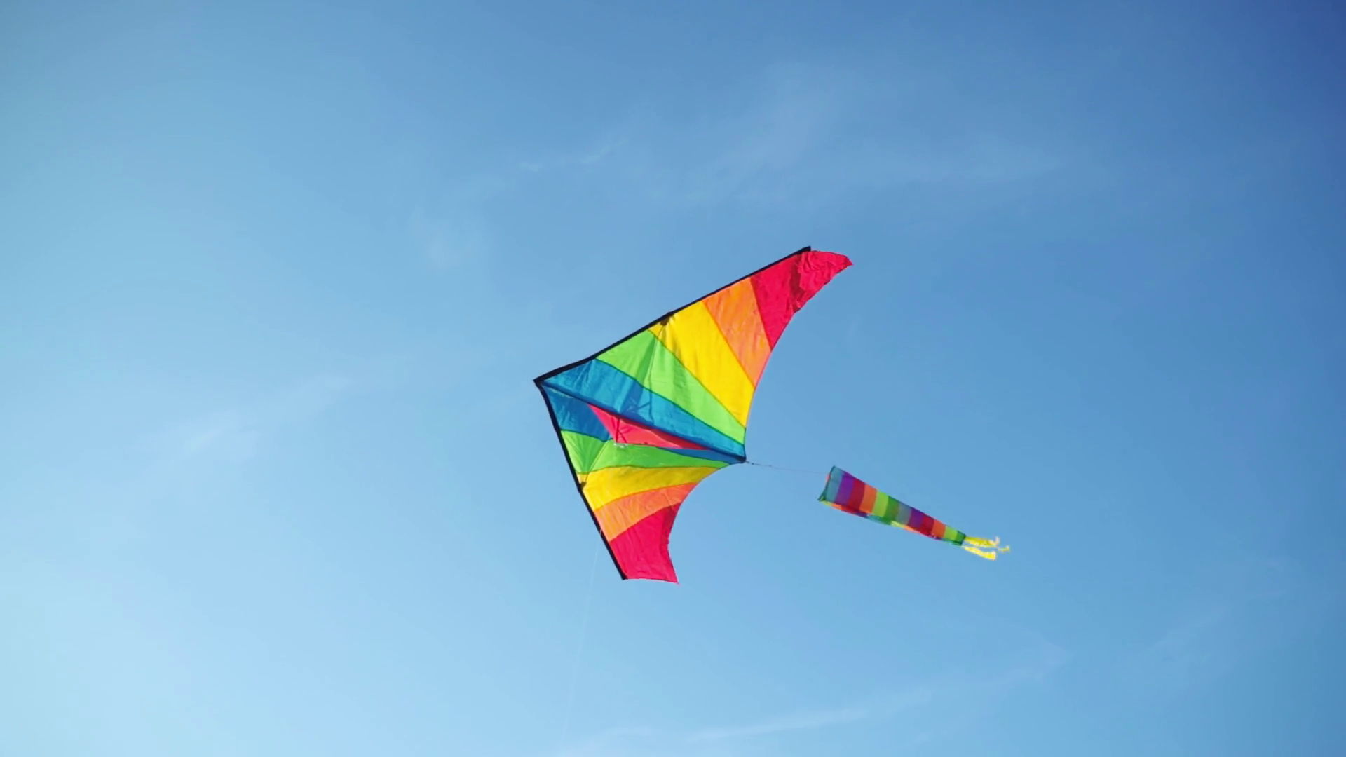 Bright Colorful Kite Flying In Blue Clear Stock Footage SBV-337332230 ...