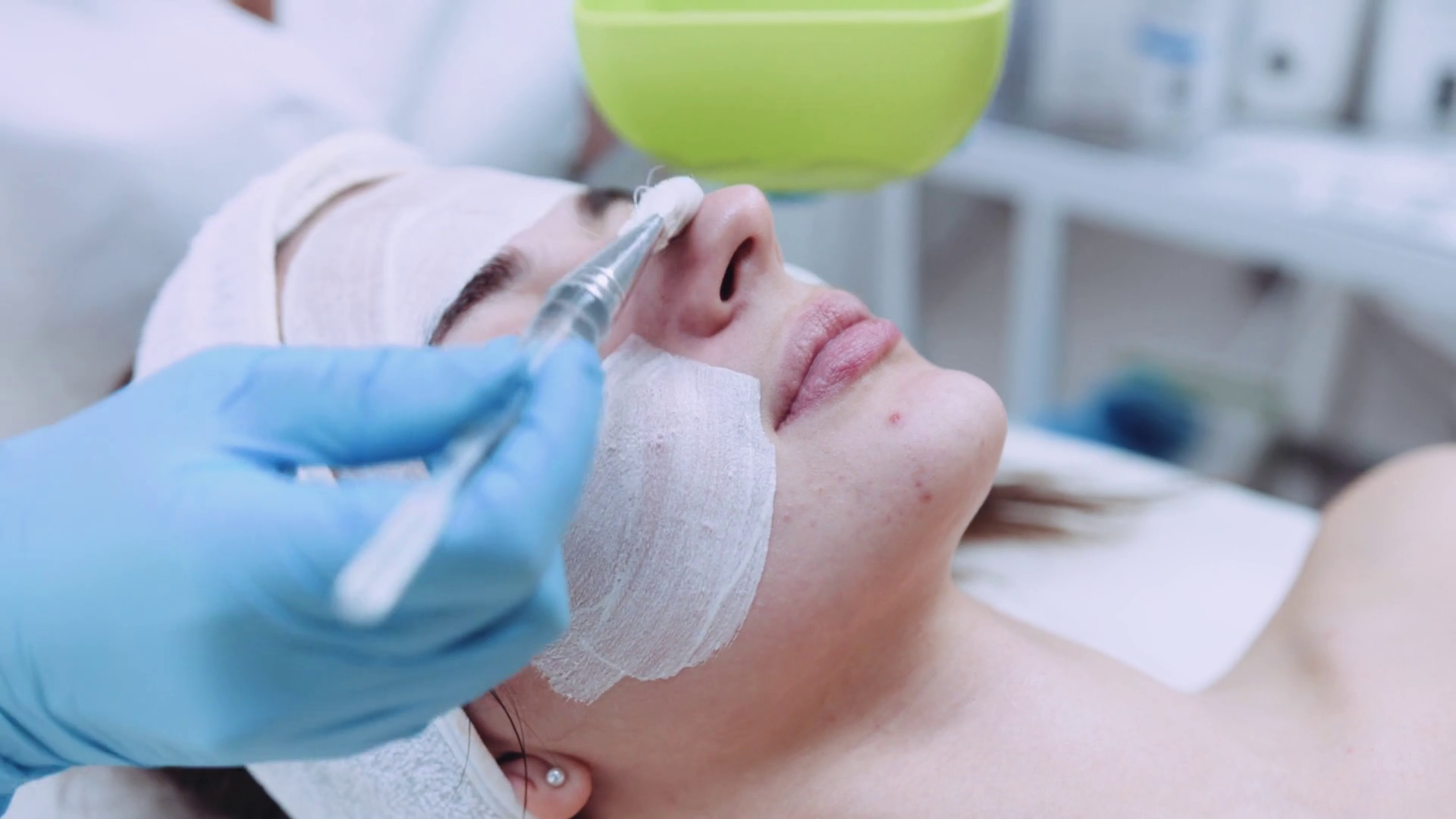 Close Up View Of Woman Receiving Clay Facial Stock Footage SBV ...