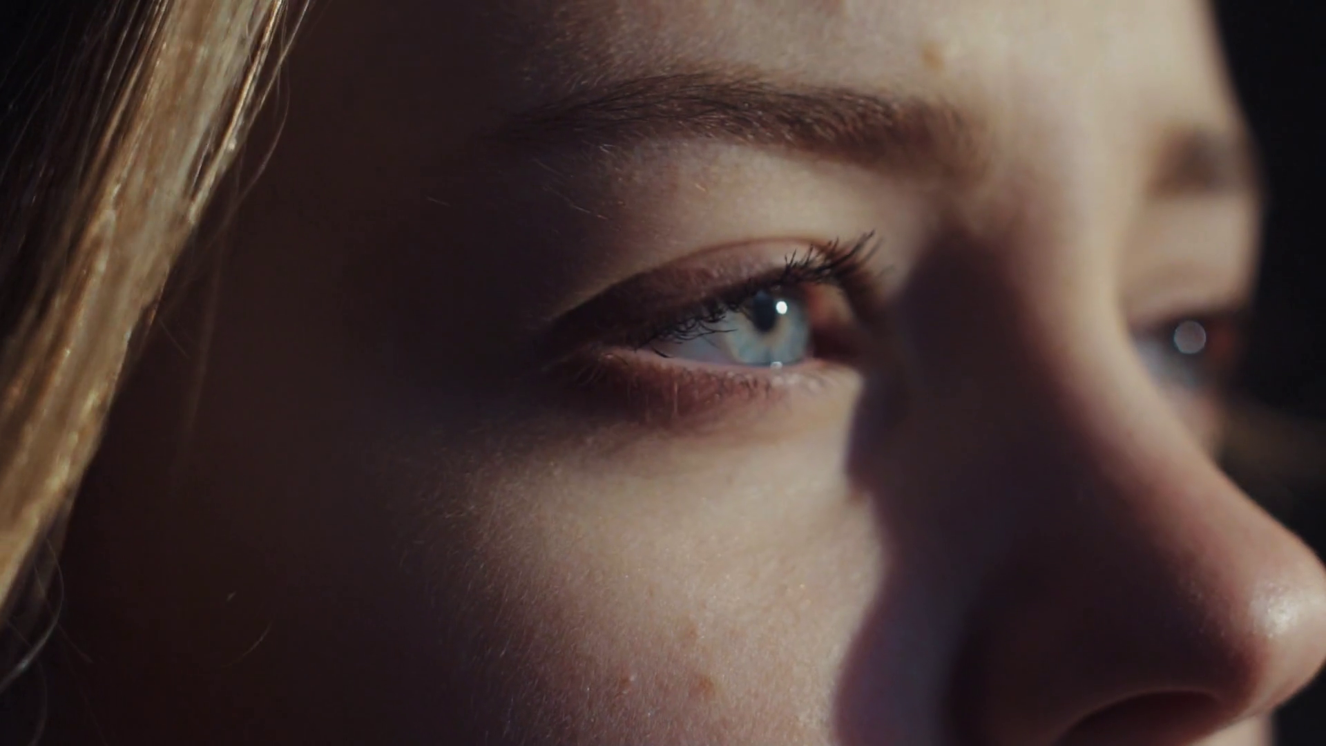 Extreme Close Up View Of Sad Calm Blue-eyed Stock Footage SBV-320302569 ...