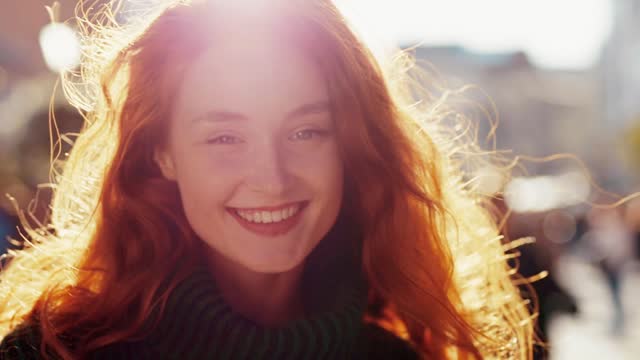 Smiling Woman Red Hair Stock Footage: Royalty-Free Video Clips ...