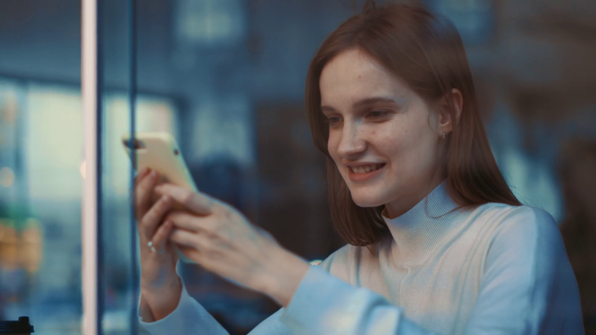Young Woman Using Phone In Coffee Shop Stock Footage SBV-338173928 ...