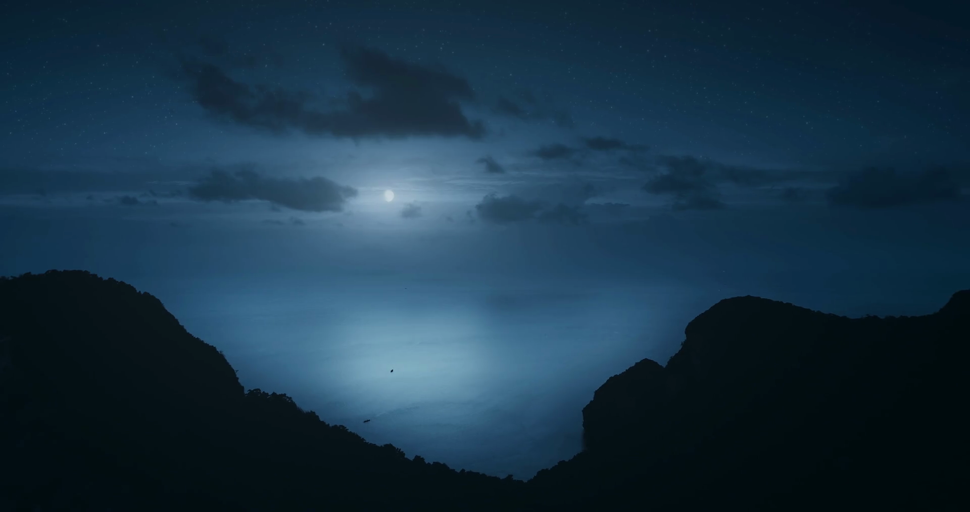 Cold Blue Light Nigth Sky Aerial Moonlight Stock Footage SBV-347763681 ...