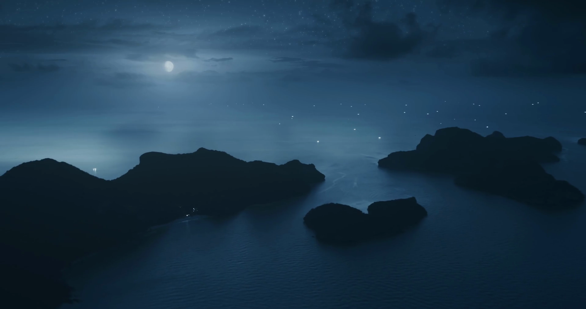 Aerial Cold Blue Moonlight Night Star Light Stock Footage SBV-348905616 ...