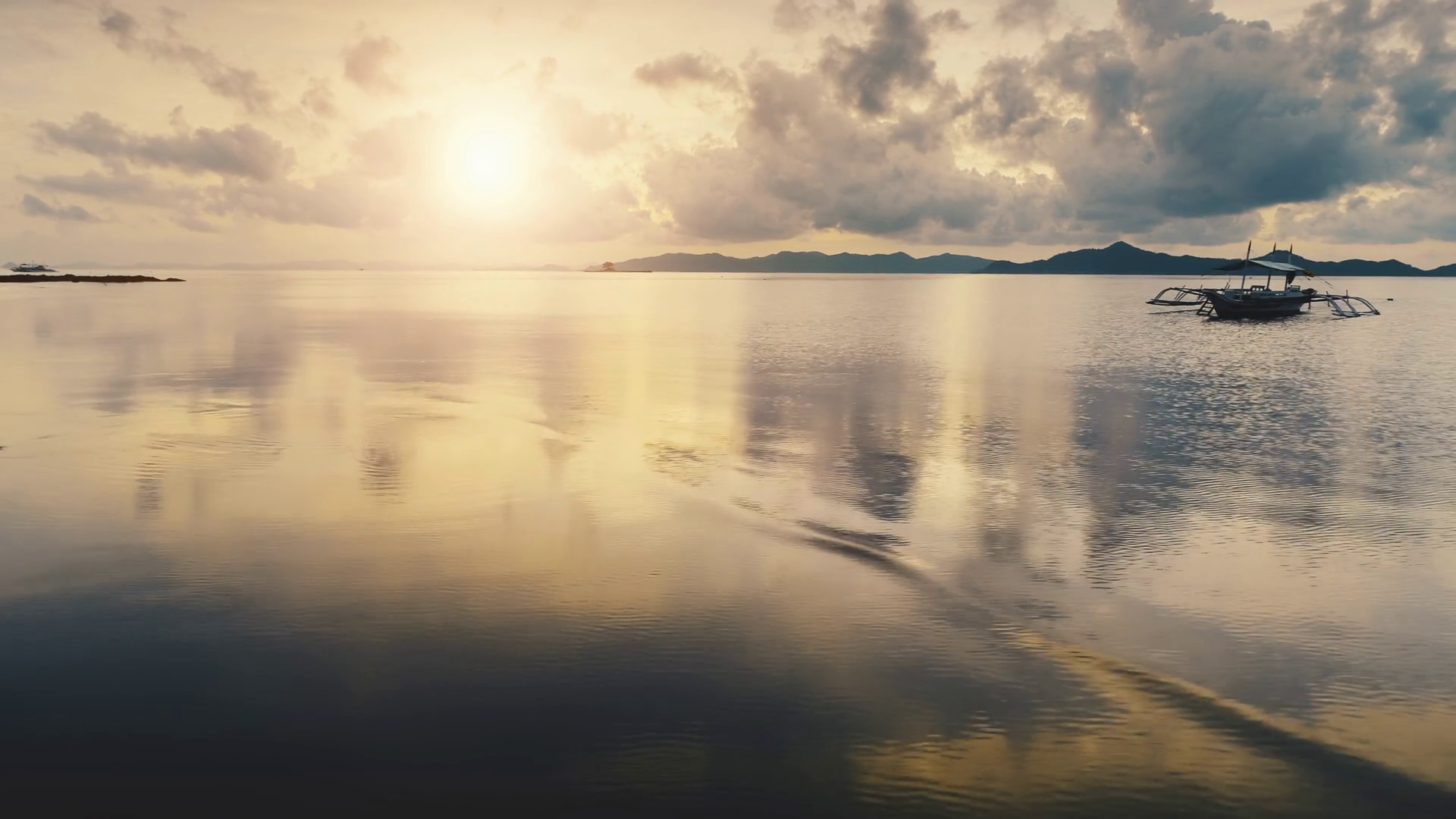 Aerial View On Evening Sea Filipino Boat On Stock Footage SBV-347796835 ...