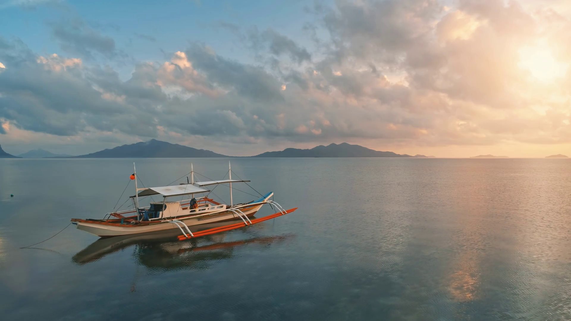 Philippines Wooden Boat In Colorful Sunset Stock Footage SBV-347764108 ...
