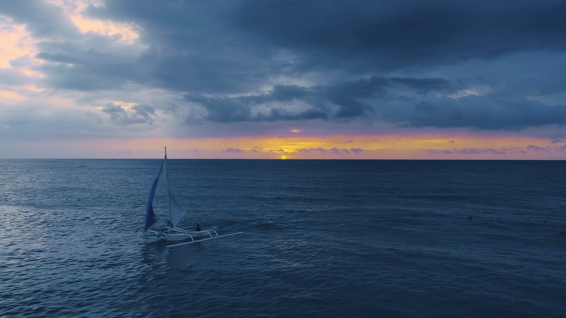 Sunset Seascape With Sailboat Aerial Tourist Stock Footage SBV ...