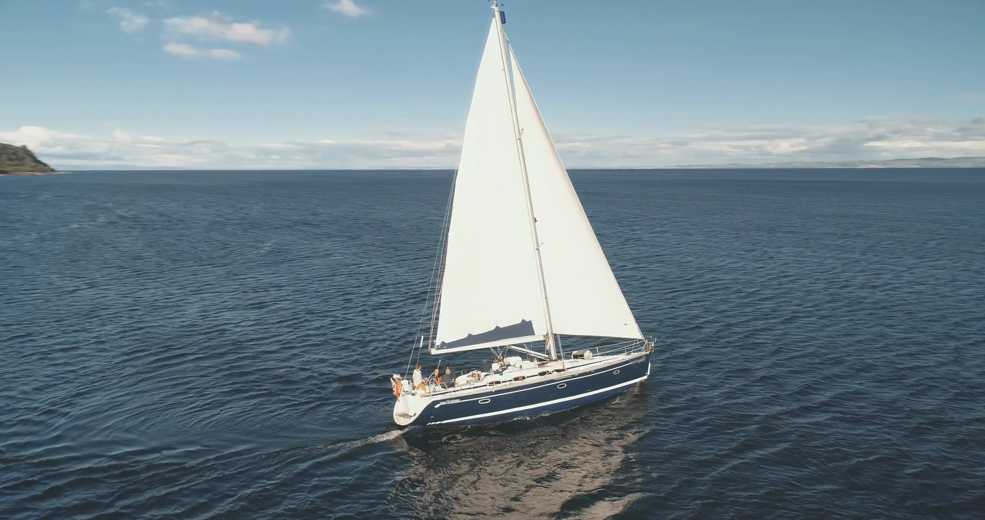 Luxury Yacht At Open Sea Racing Under Sails Stock Footage SBV-347768737 ...