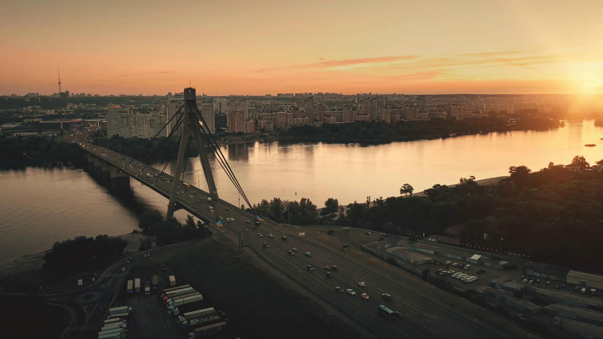 Traffic Bridge Road With Cars Trucks At Stock Footage SBV-348744259 ...