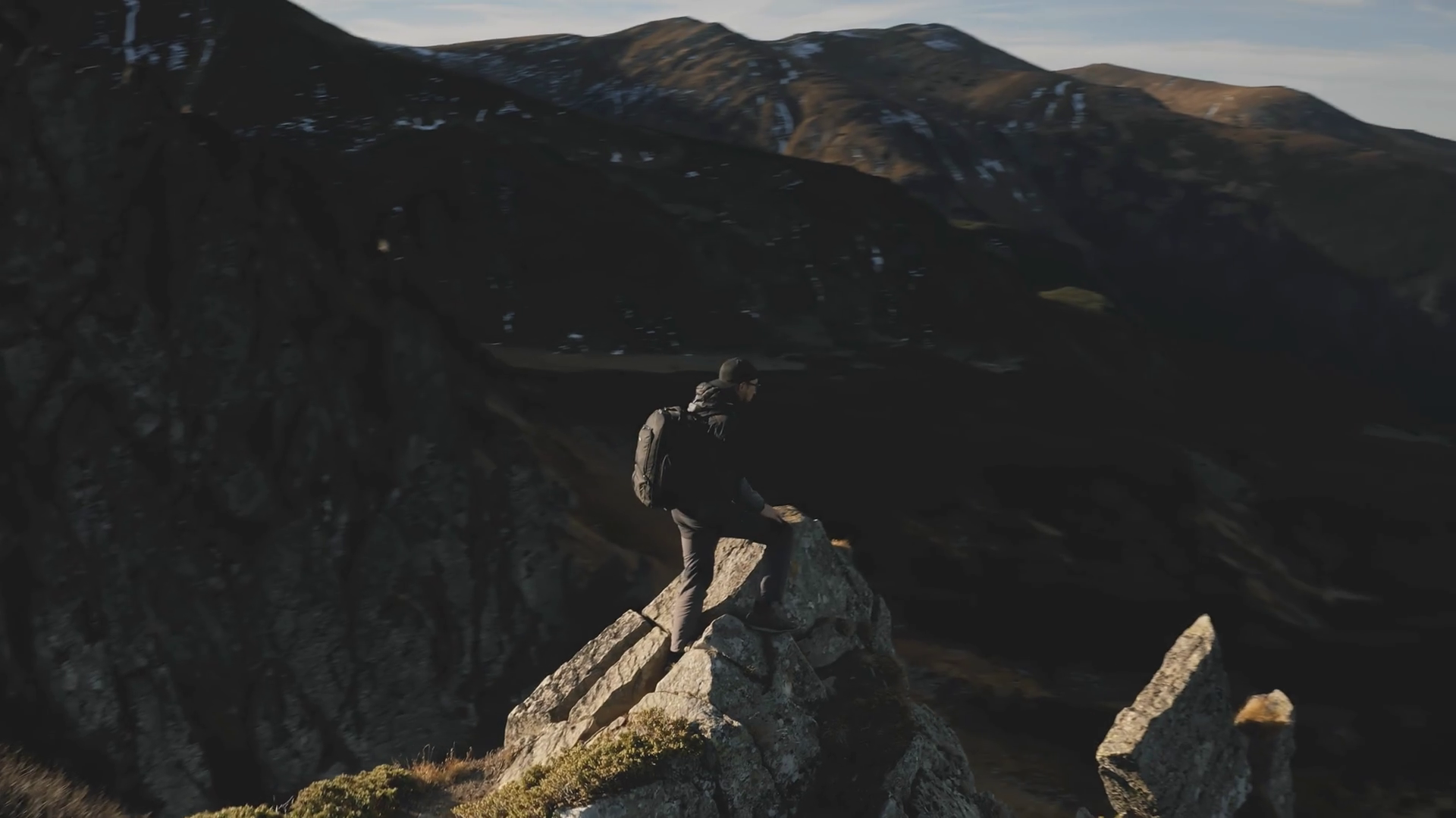 Man Rising Up Hands On Mountain Sun Top Stock Footage SBV-348444727 ...