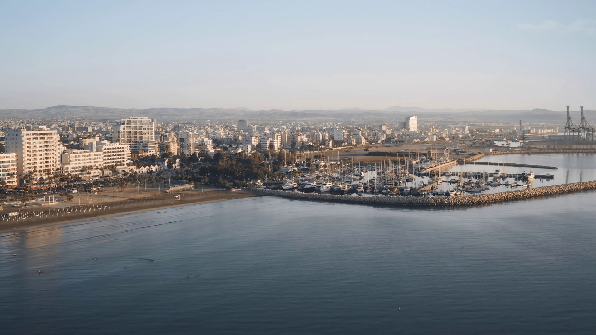 Aerial View Of Larnaca Marina Beach Stock Footage SBV-348800682 ...