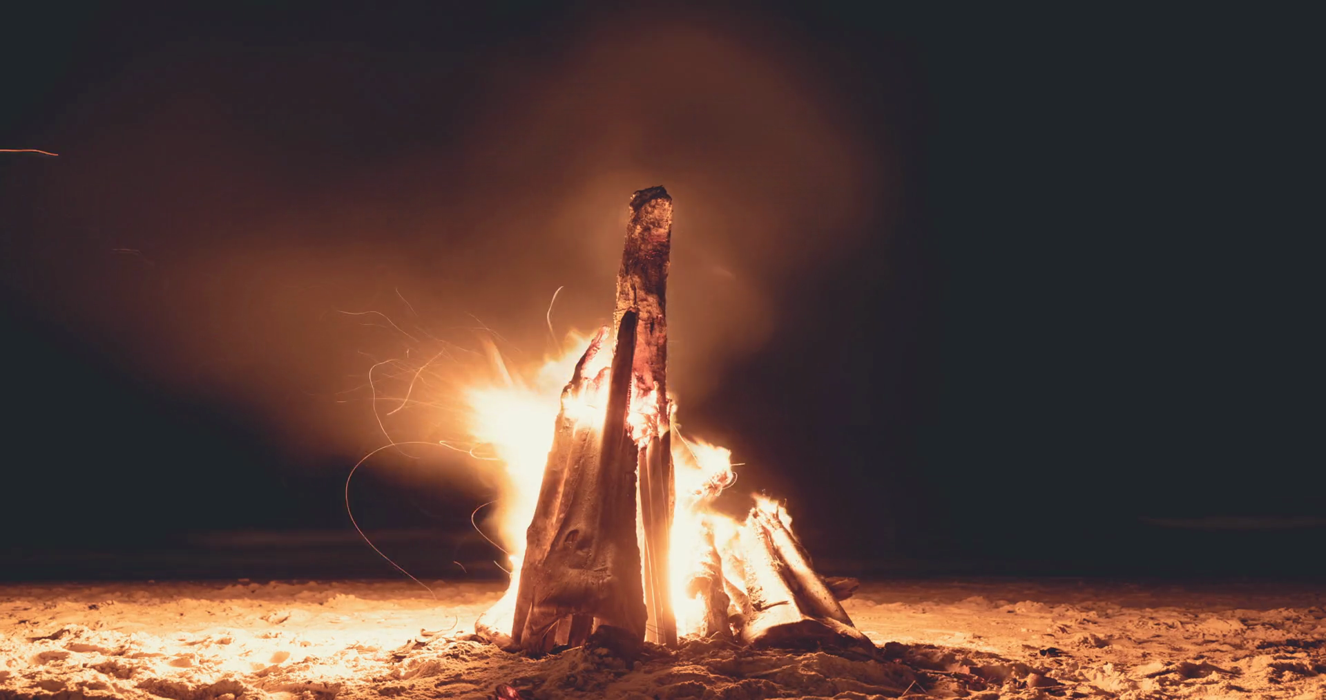 Beach Bonfire At Night Under Moonlight Stock Footage SBV-348845483 ...