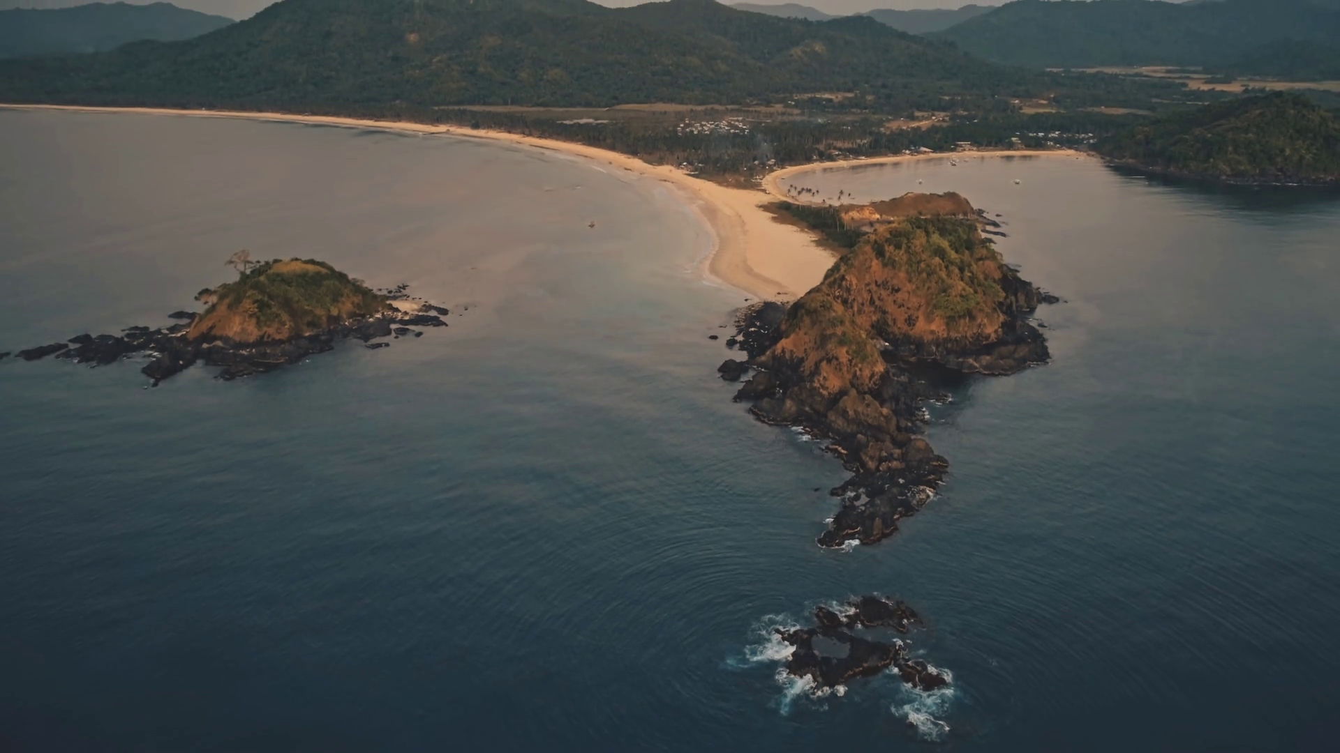 Sunset Cliff Islands At Ocean Aerial Tropic Stock Footage SBV-347796366 ...
