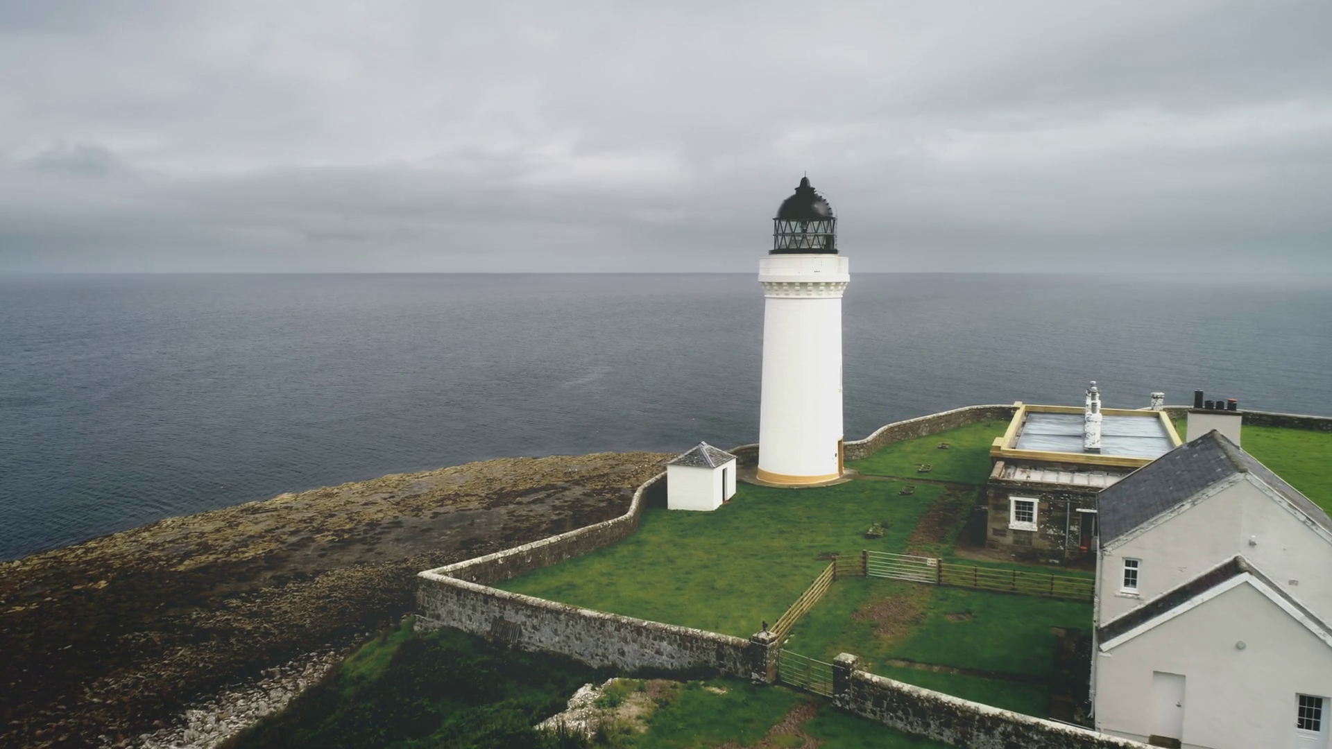 Scottish Lighthouse Ocean Shore Aerial View Stock Footage SBV-347801826 ...