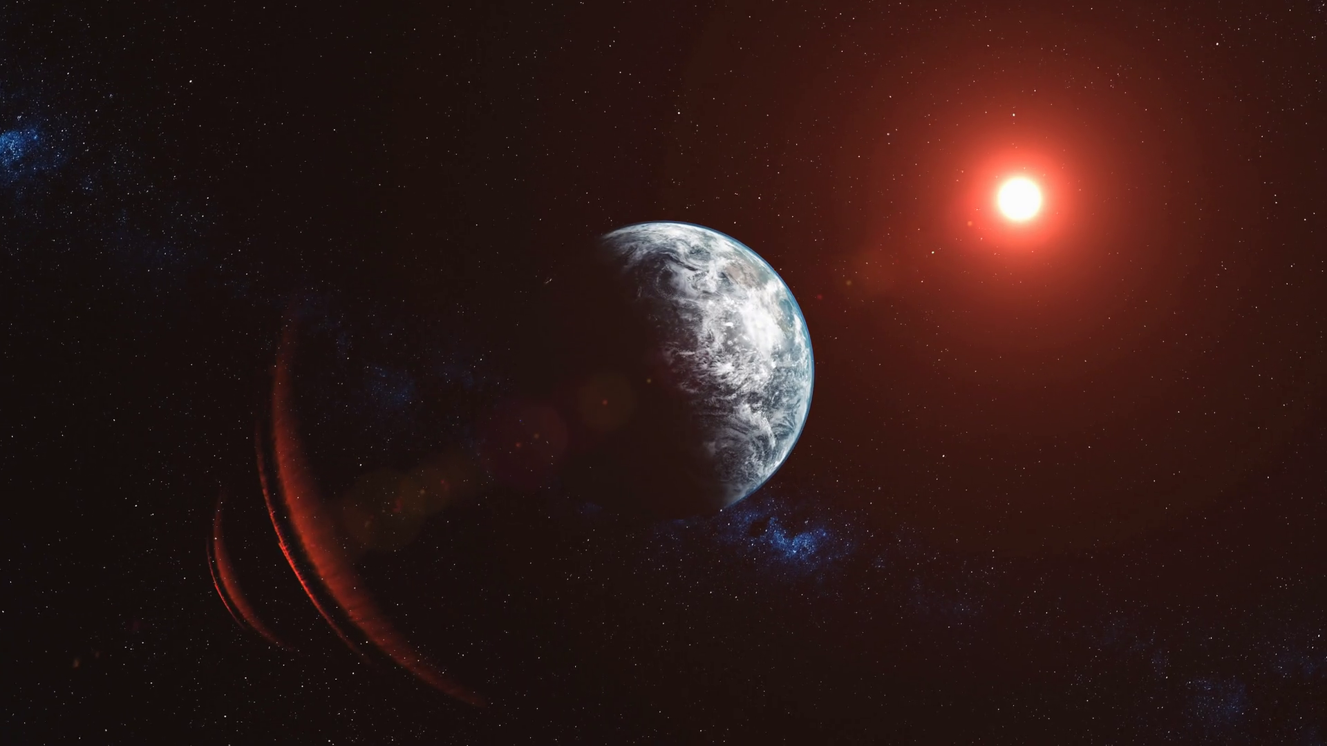 Epic Earth Orbit Observation Red Sun Beam Stock Motion Graphics SBV ...