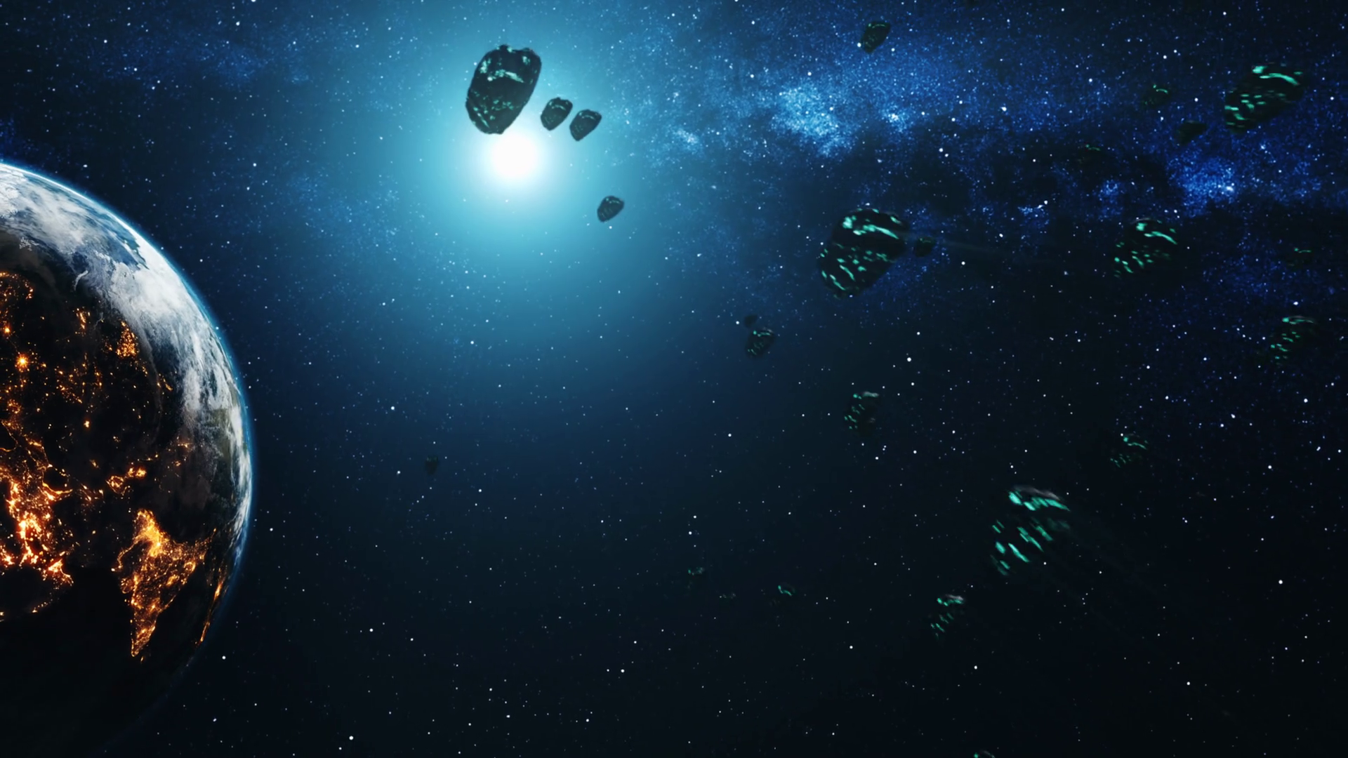 Magnetic Space Rocks Approach Planet Earth Stock Motion Graphics SBV ...