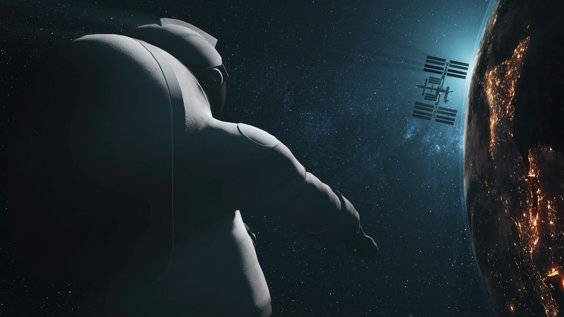 Close Up Realistic Spaceman Flying To Stock Motion Graphics SBV ...