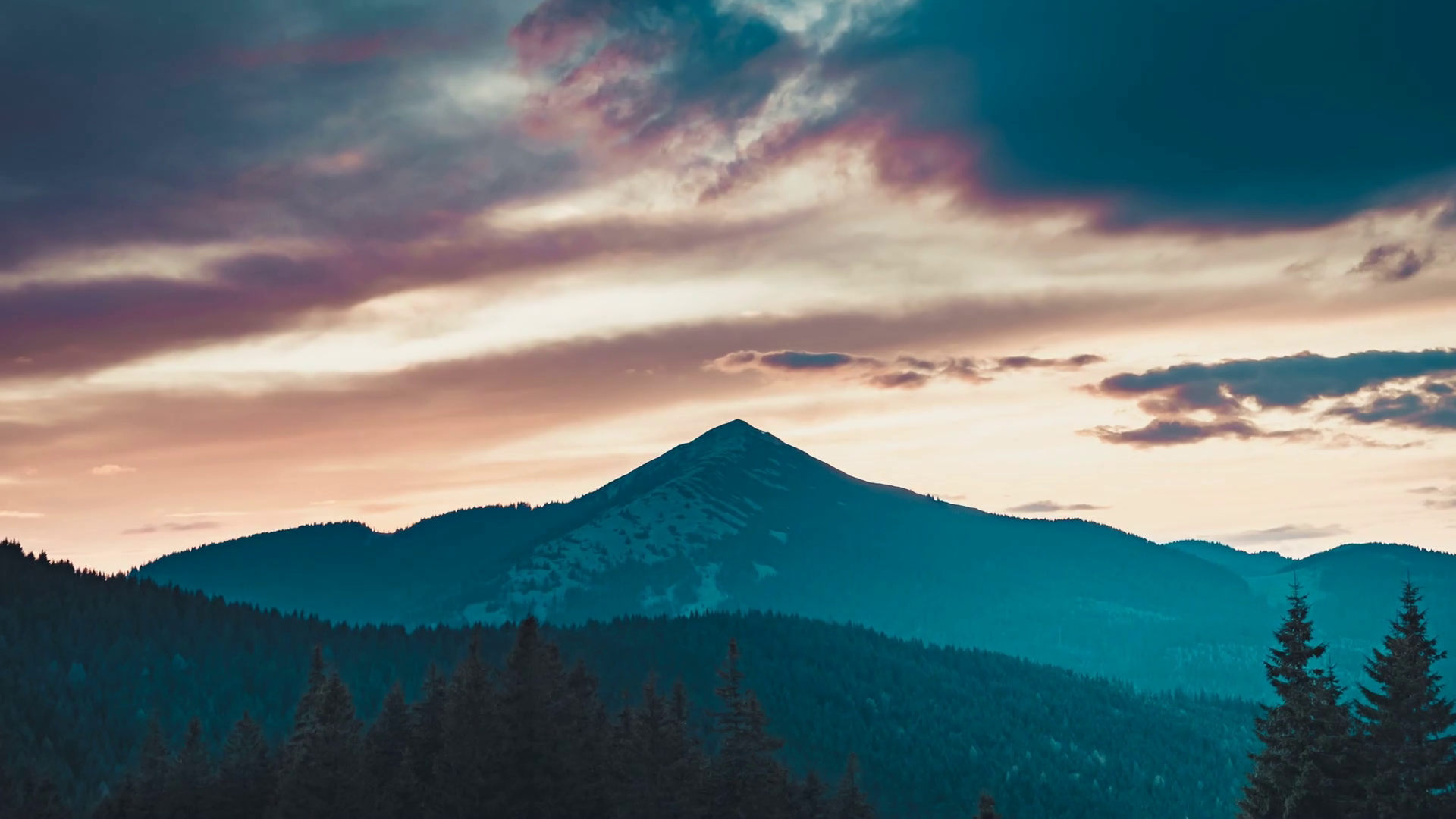 Dramatic Mountain Forest Sunset Colorful Stock Footage SBV-348051317 ...