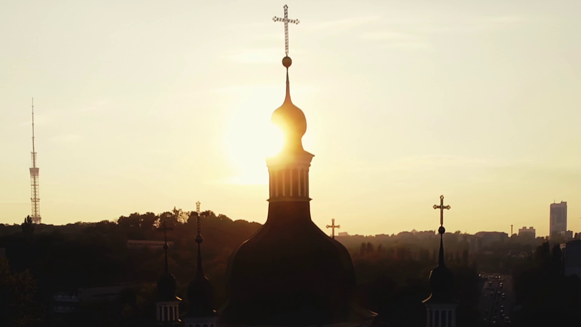Silhouette Of Christianity Cathedral Domes Stock Footage SBV-348743093 ...