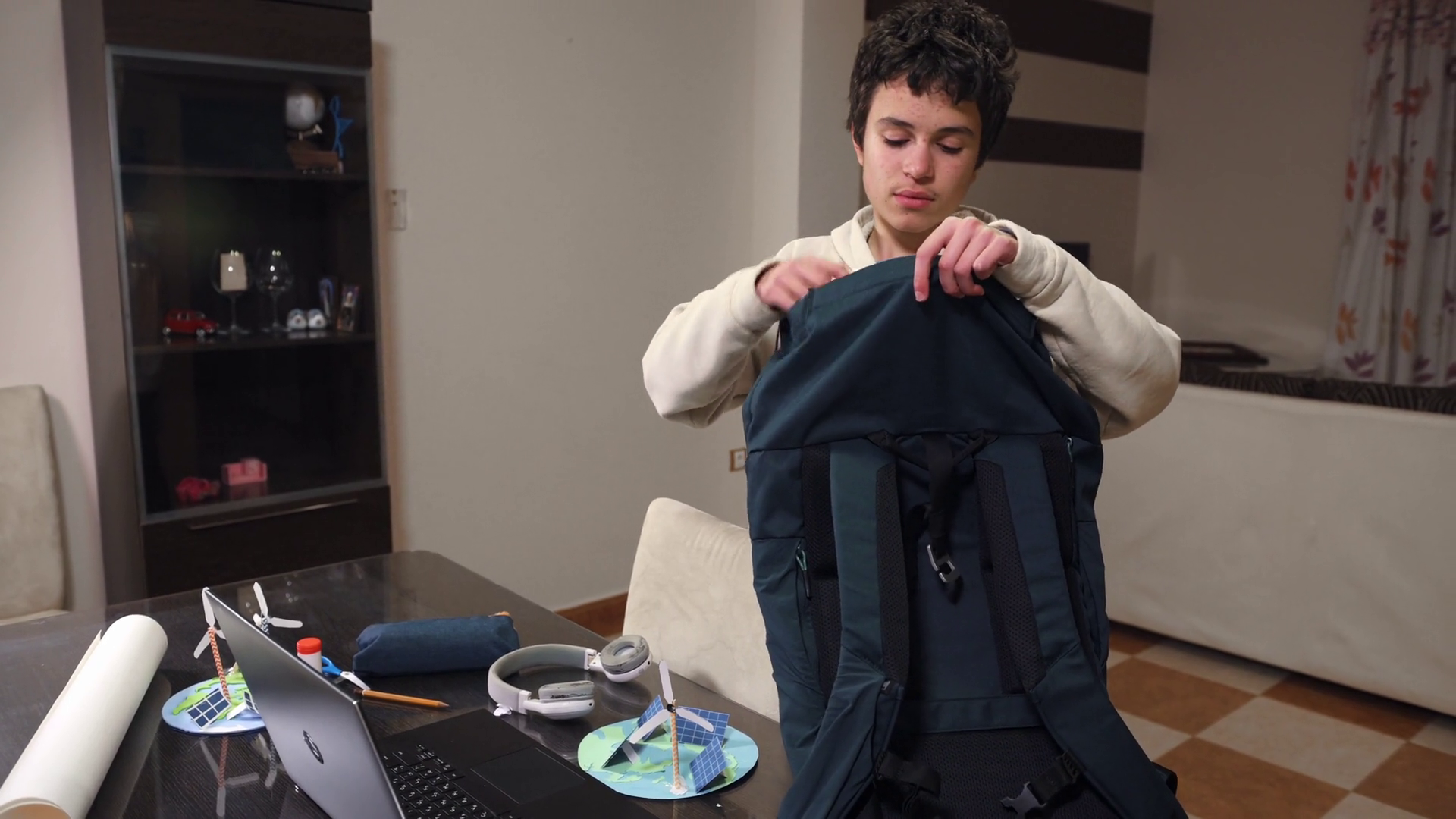 Teenager Boy Unpacking Backpack School Stock Footage SBV-351973130 ...