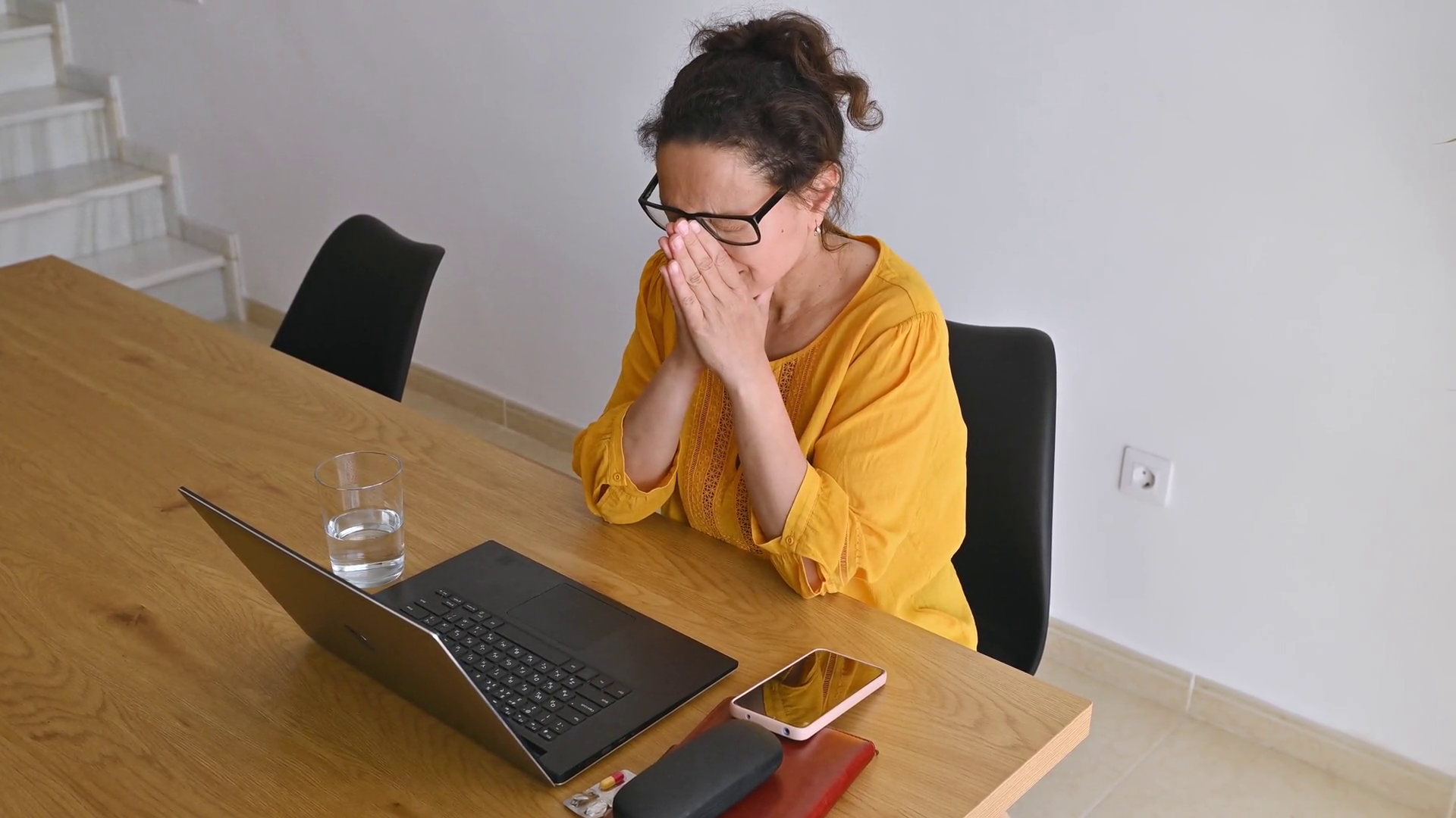 Frustrated Remote Worker Crying At Desk Stock Footage SBV-351865022 ...