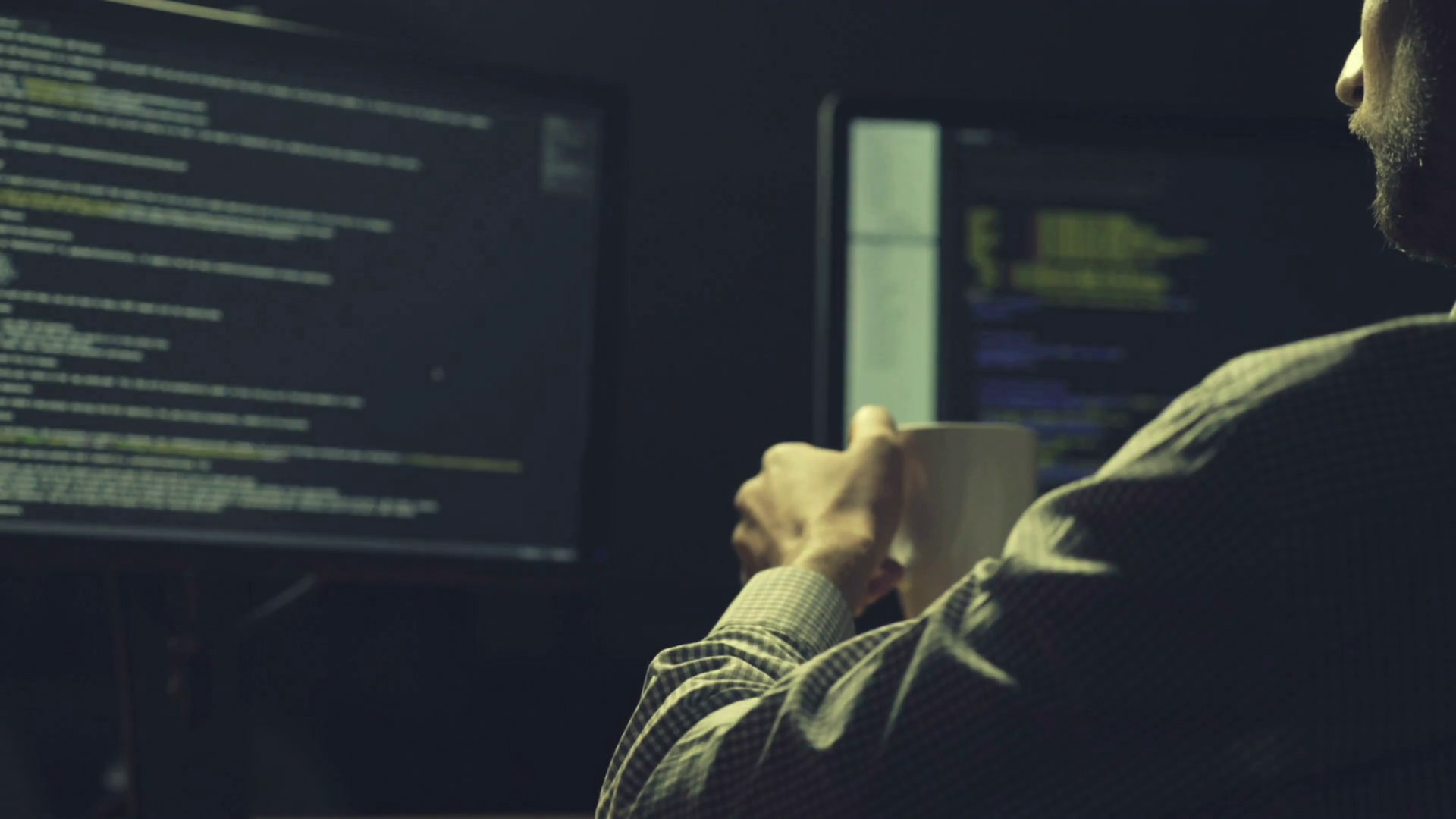 Concentrated Hacker Cracking Database Stock Footage SBV-314414141 ...