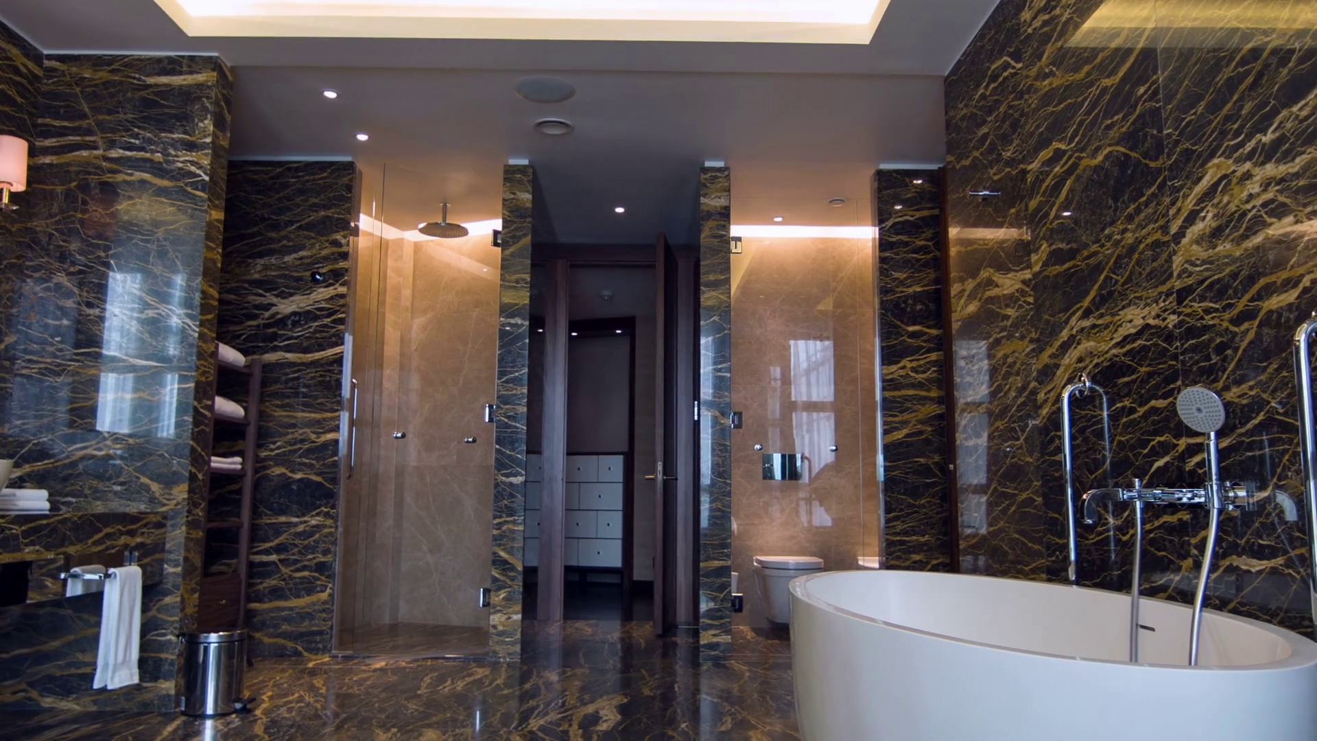 Luxury Marble Bathroom Interior In City Hotel Stock Footage SBV ...
