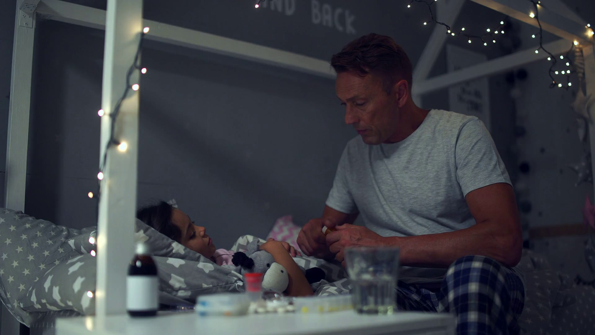 Caring Father Tending To Unwell Daughter Stock Footage SBV-317346500 ...