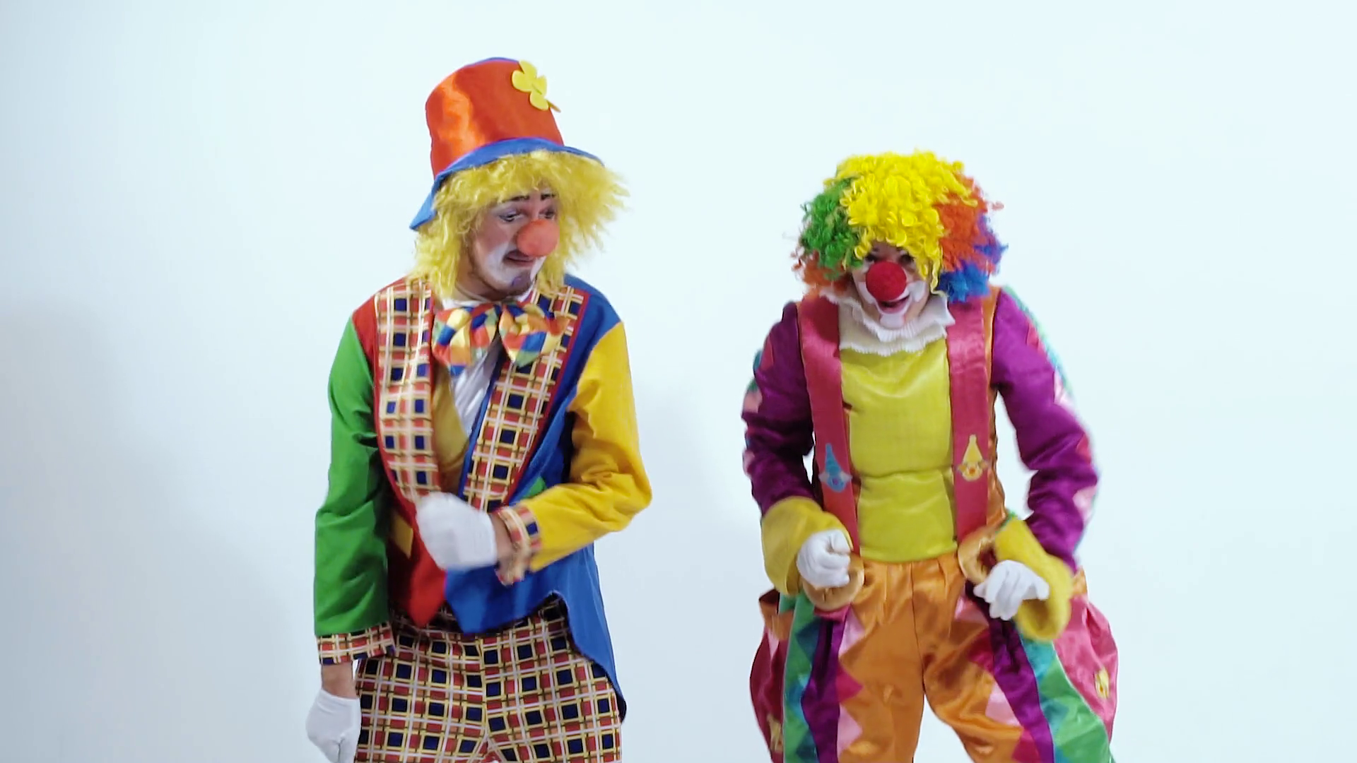 Close-up Of Jumping Clowns Dressed In Stock Footage SBV-311342389 ...