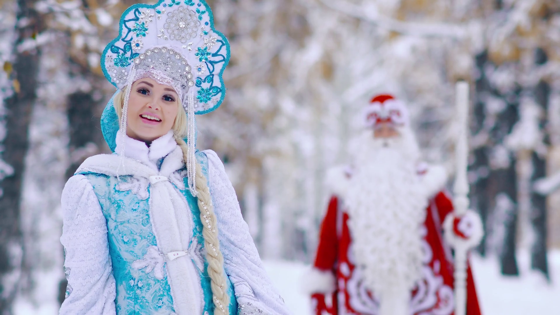 Snegurochka Snow Maiden Ded Moroz Father Stock Footage SBV-310714775 ...