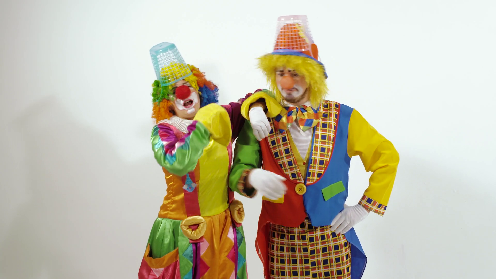 Two Funny Clowns Singing Dancing Against Stock Footage SBV-311106553 ...