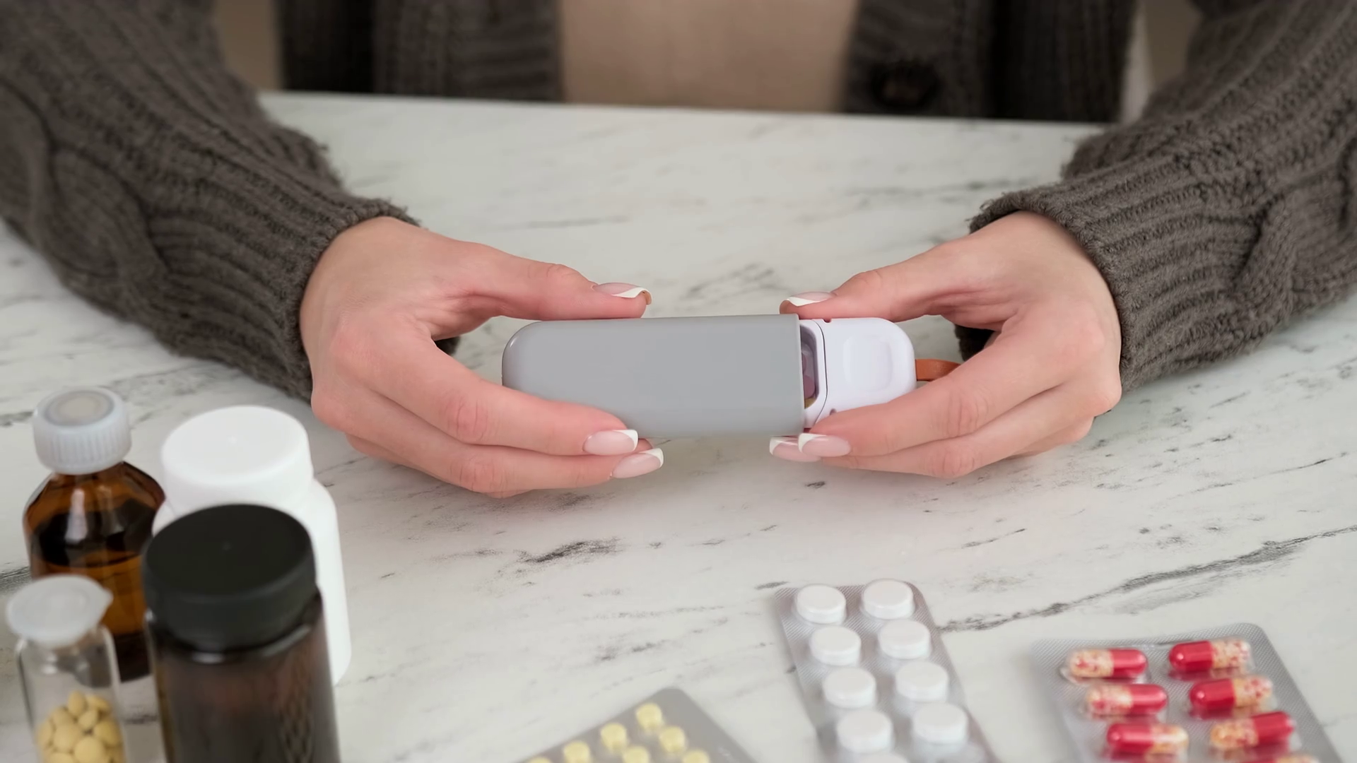 Close Up View Woman Opens Pill Box Takes Pill Stock Footage SBV ...