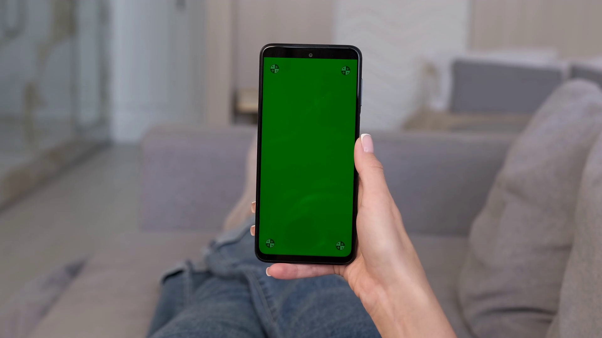 Woman Tapping On Center Of Green Screen Stock Footage SBV-348613287 ...