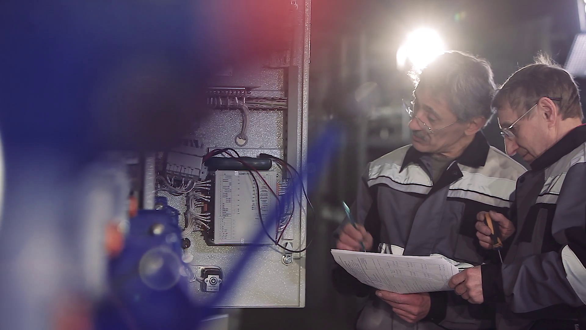 Two Factory Electricians Discussing Electric Stock Footage SBV ...