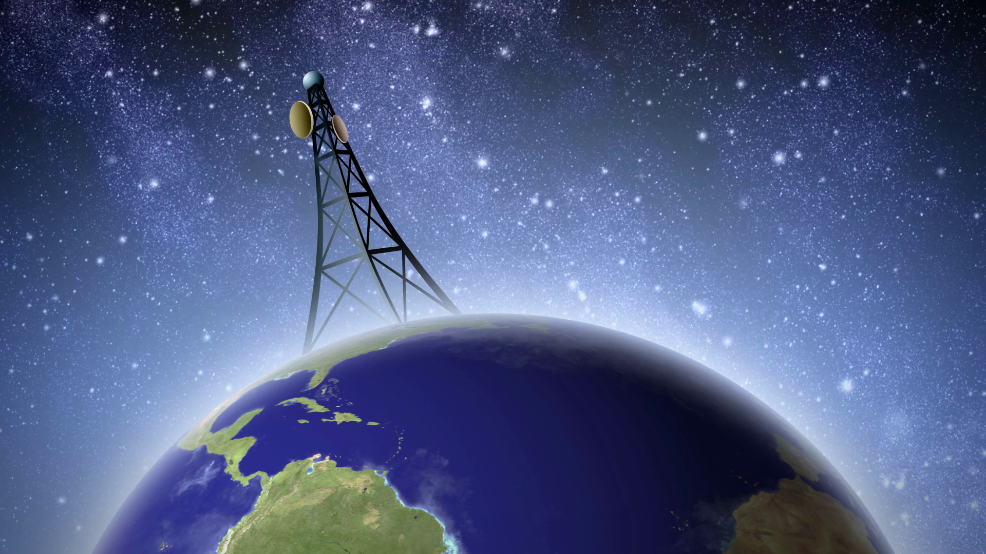 An Antenna Transmitting Signal Around World Stock Motion Graphics SBV ...