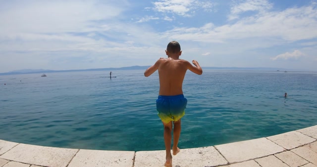 Young Boy Walking Out Of Pool Stock Footage: Royalty-Free Video Clips ...
